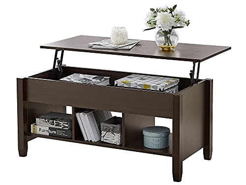 GOOD & GRACIOUS Lift Top Coffee Table with Storage Compartment, Hidden ...