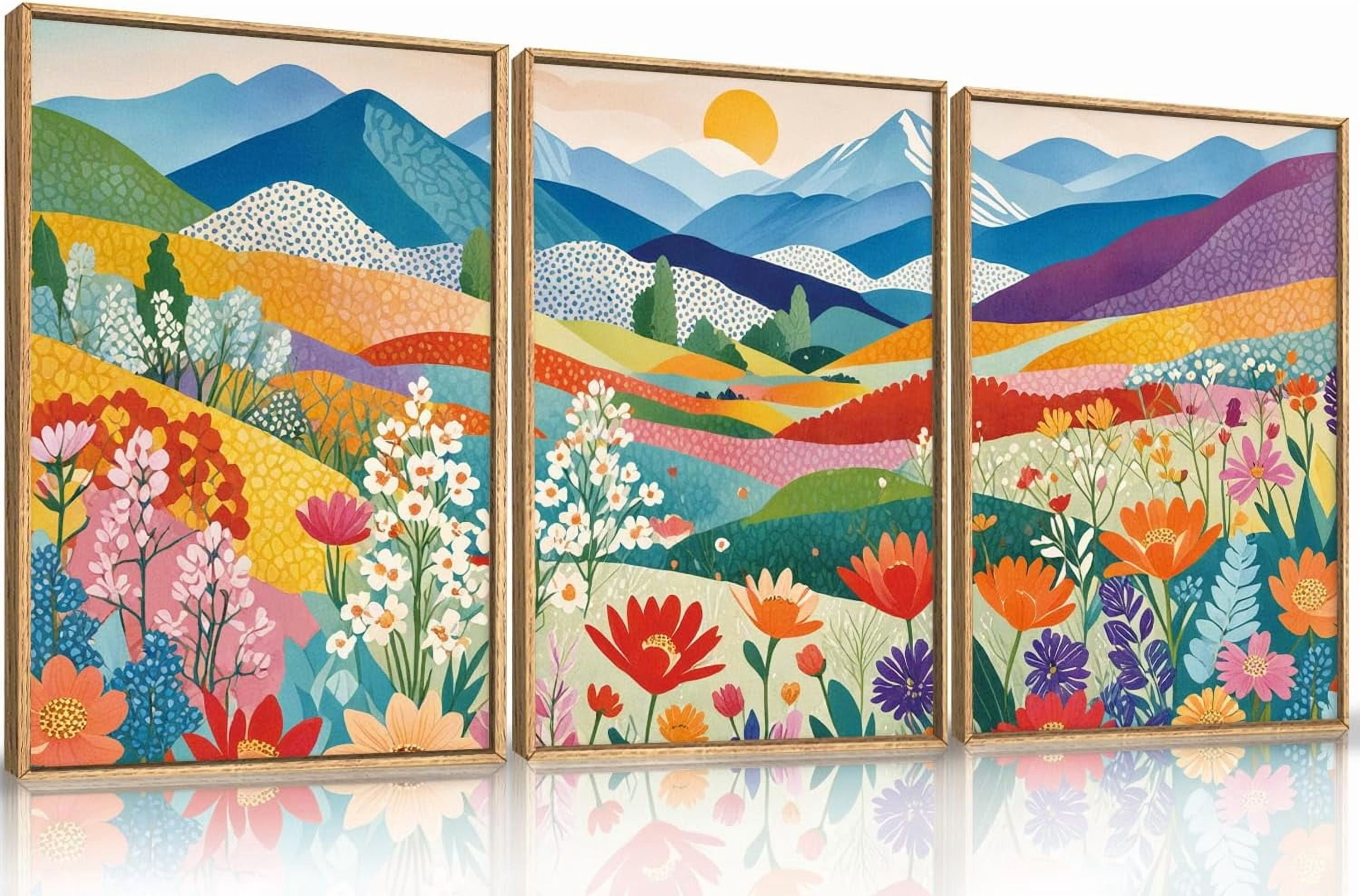 GOOD LIFE Large Nature Mountain Sunrise Framed Canvas Wall Art,Modern ...