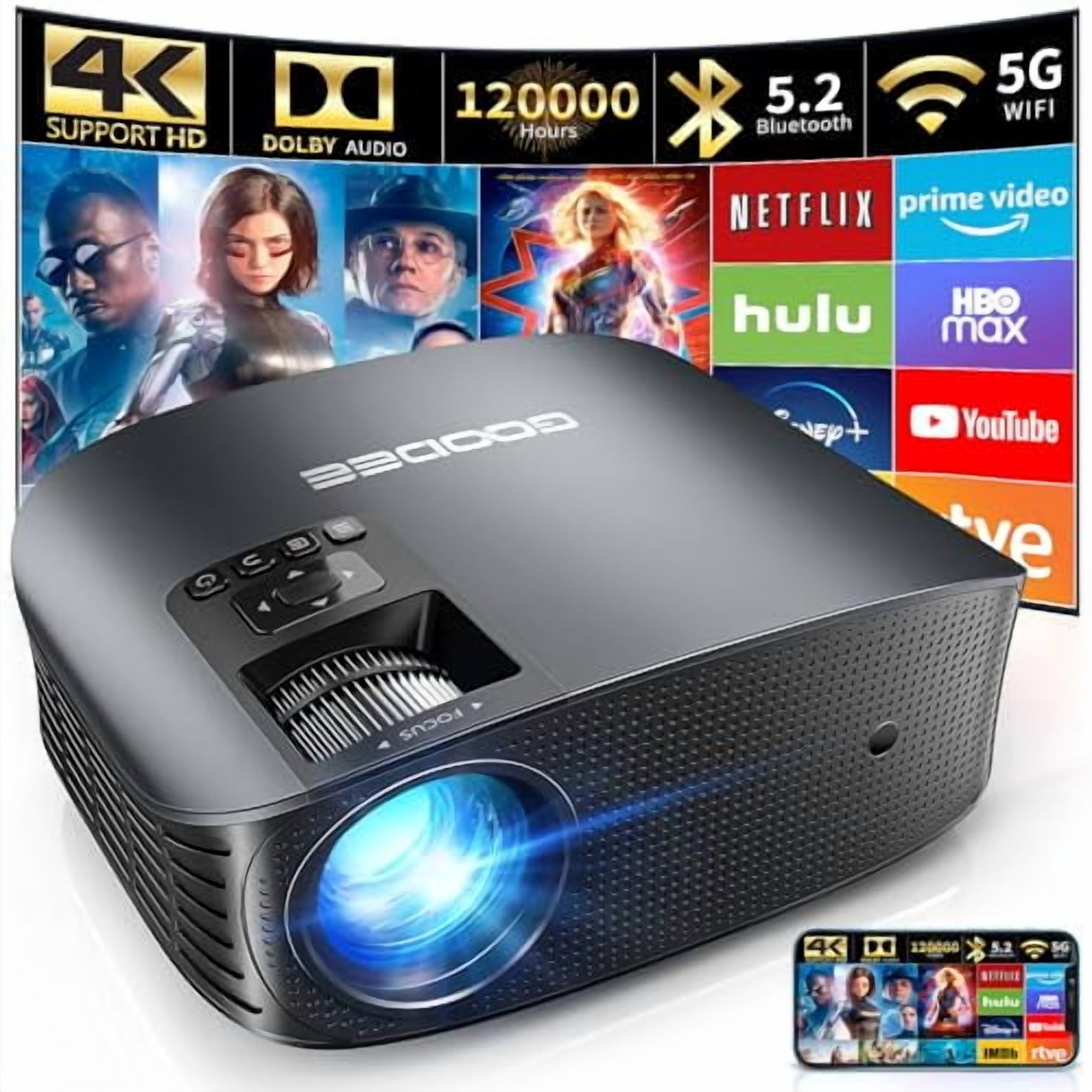 GOODEE PROJECTOR 4K WIFI BLUETOOTH FHD 1080P MINI PROJECTOR - TITANIUM ...