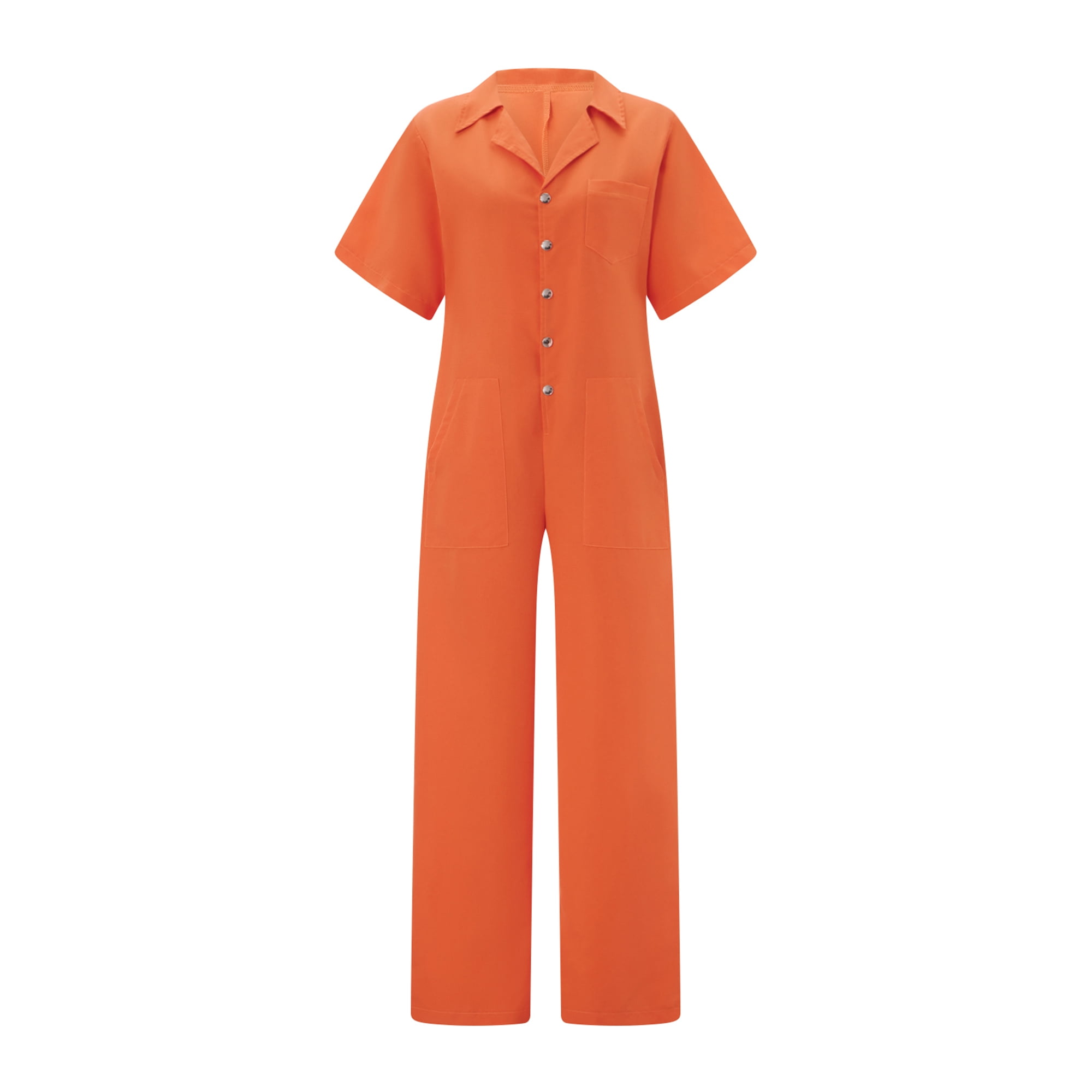 GOODLUCKY Women Men Prisoner Costume, Halloween Cosplay Short Sleeve ...