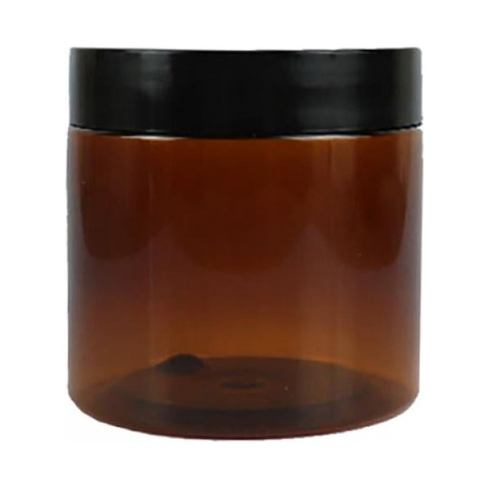 GOODLY 200ml Brown Plastic Storage Jars Black Lid Wide Mouth Bottle ...