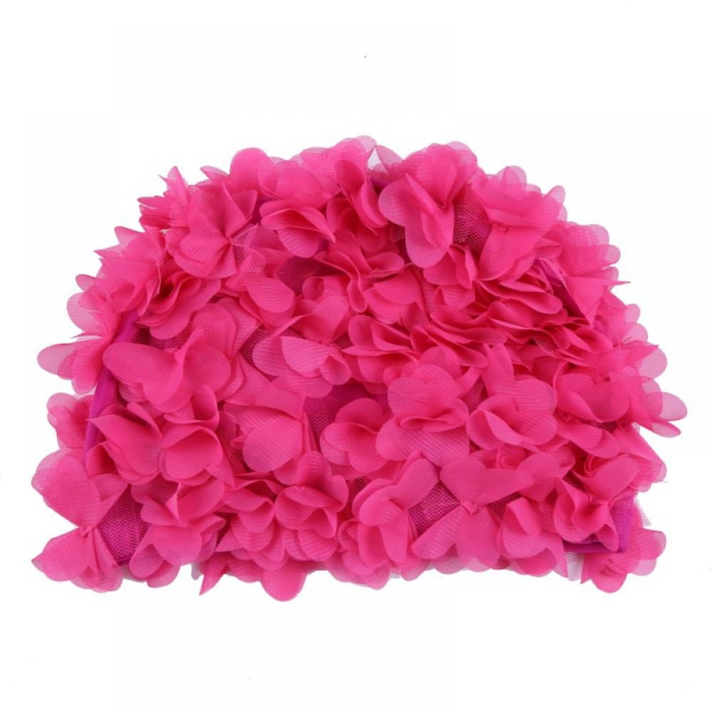 GOODLY Nylon Flower Swim Cap, Elastic Long Hair Bathing Hat for Women ...