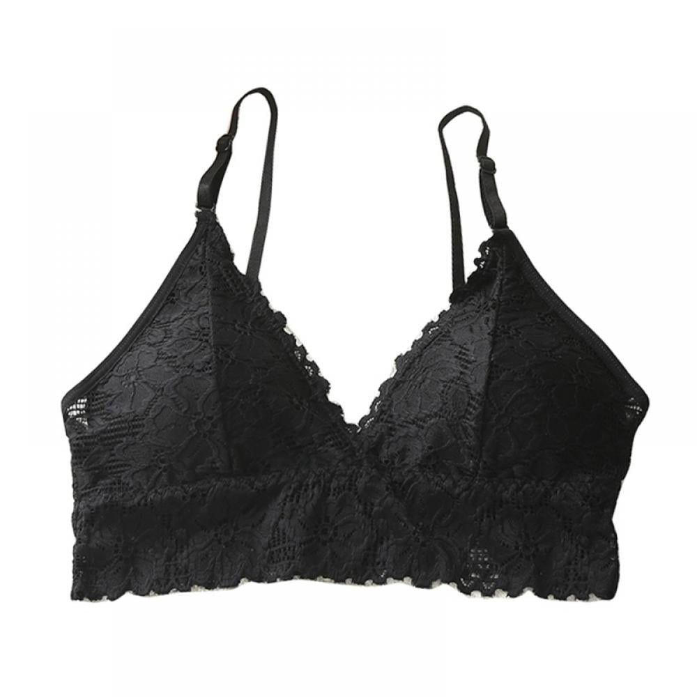 GOODLY French Style Bralette Solid Color Women Girls Seamless Deep V ...