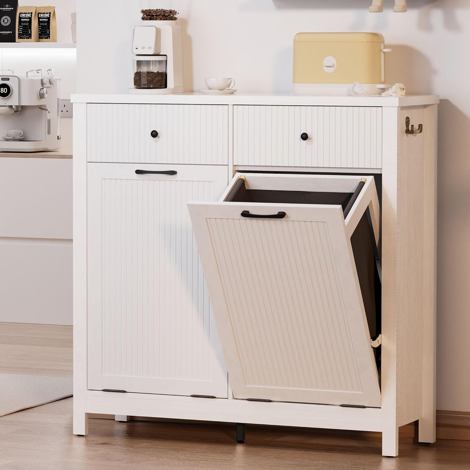 GOODONE 2x10 Gallon Tilt Out Trash Can Cabinet, Fluted Hidden Garbage ...