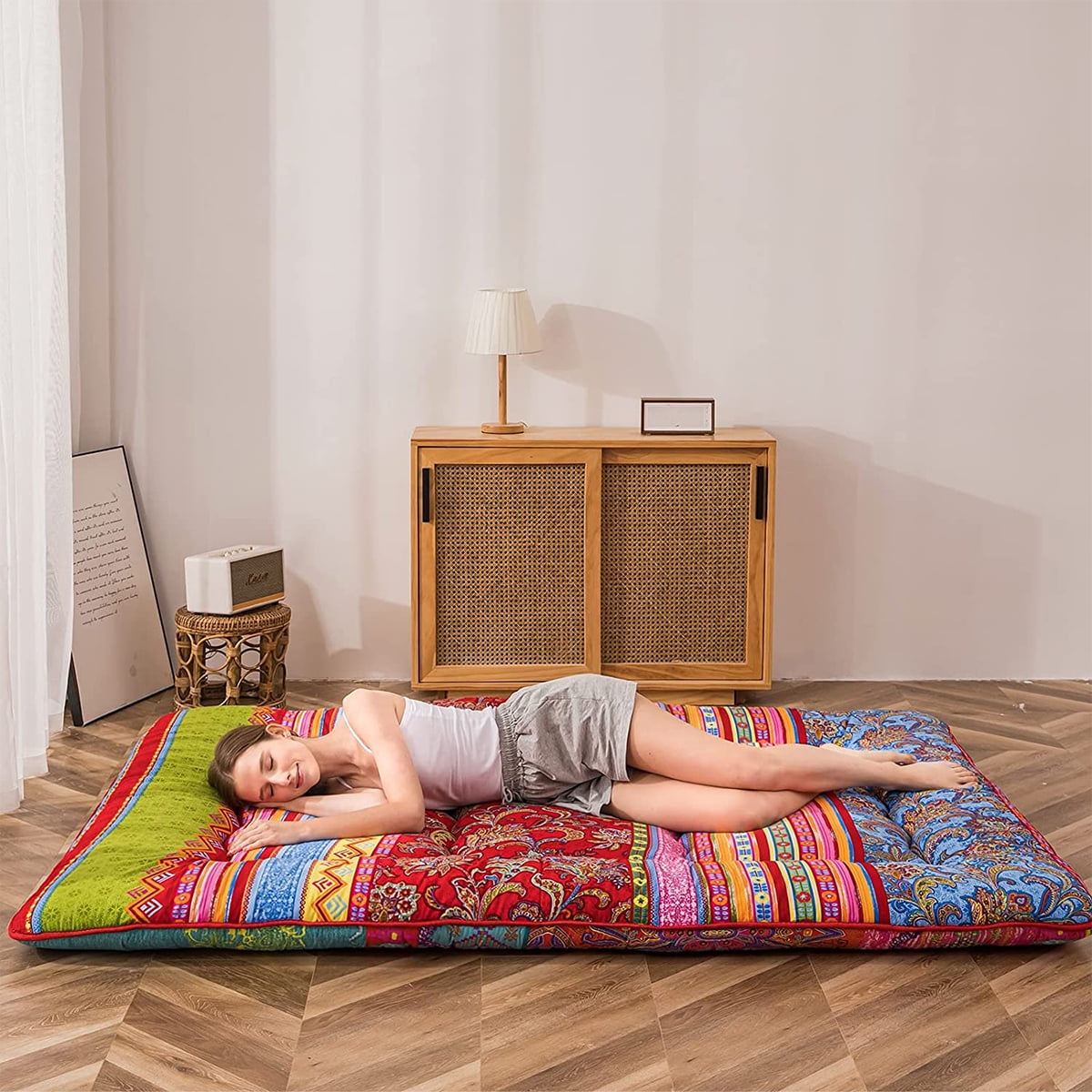 GOODONE Japanese Futon Mattress, Boho Design, Queen Size with Floor ...