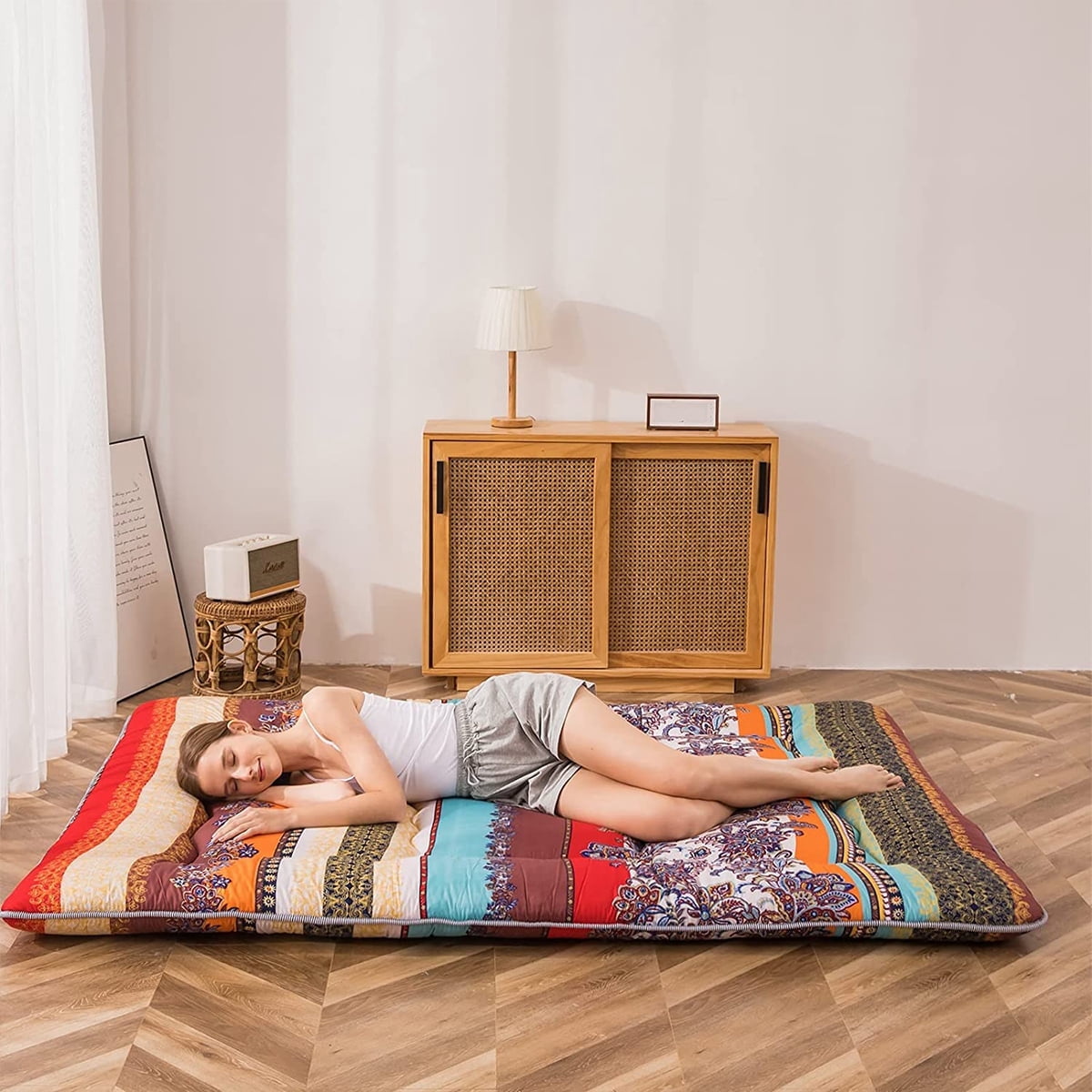 GOODONE Japanese Floor Queen Size Futon Mattress Boho Design Sleeping ...