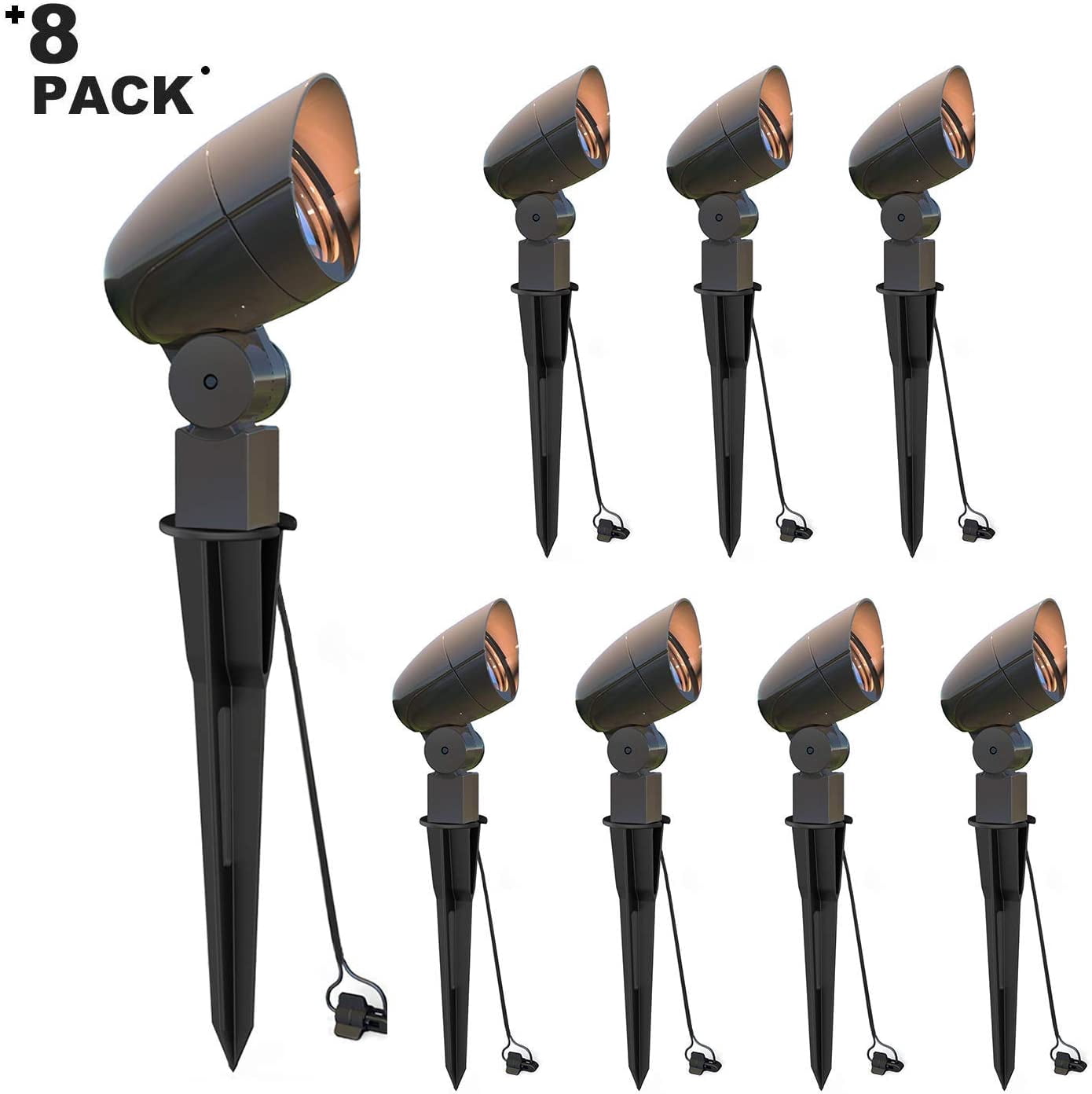 GOODSMANN 8PK Equinox Landscape Lighting Flood Light 3W LED Low Voltage ...