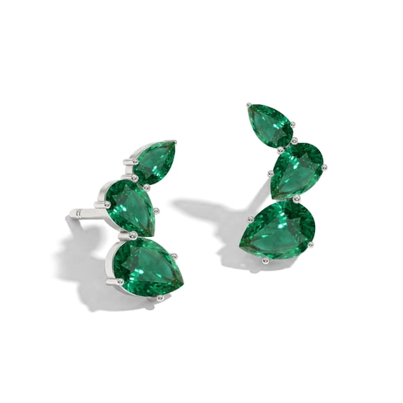 GOODSTONE JEWELS Emerald Heart Shape Ear Climber Earrings for Women in ...