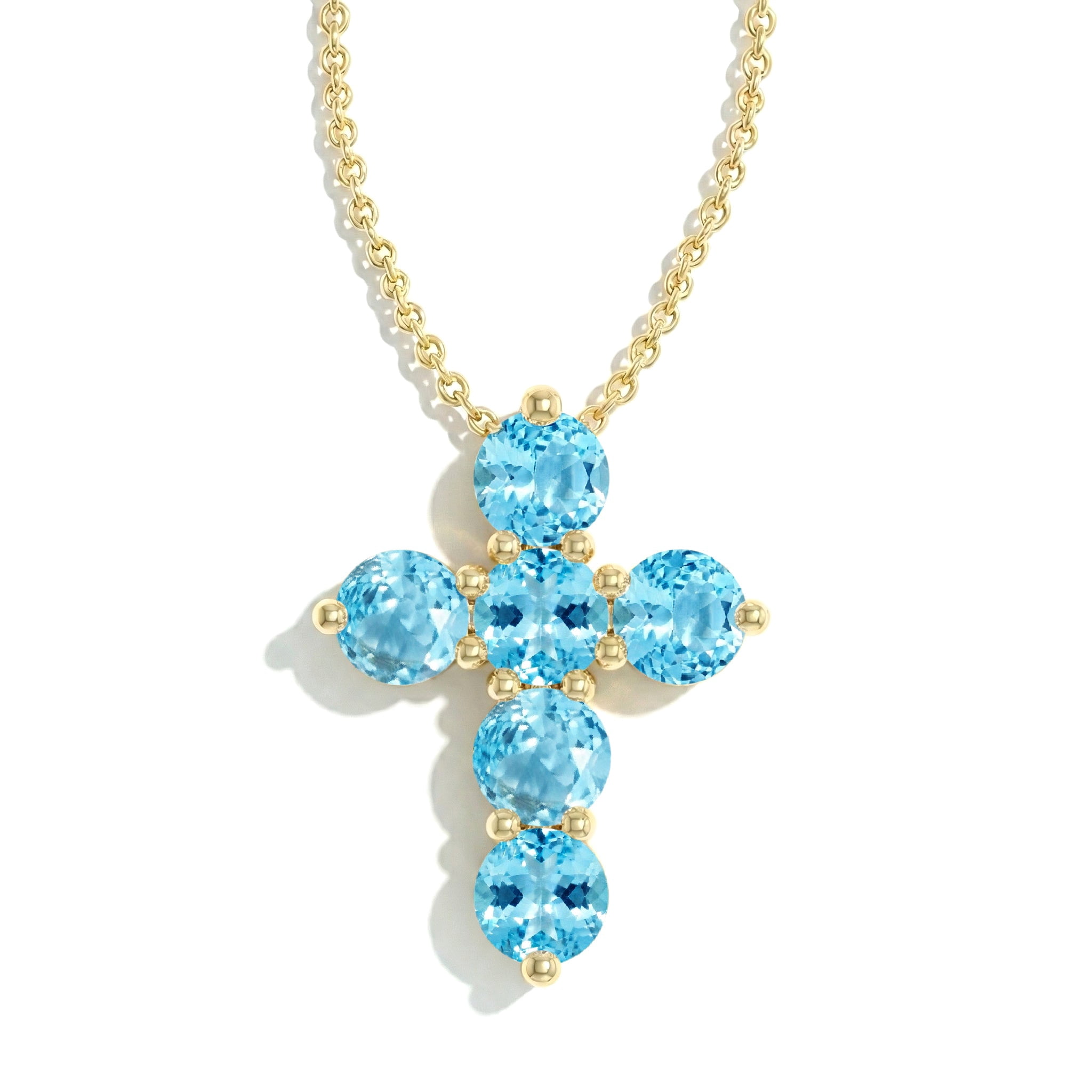 GOODSTONE JEWELS Natural Blue Topaz Cross Pendant Necklace for Women in ...