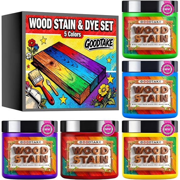 GOODTAKE Wood Stain & Dye Powder - 5 Vibrant Colors (Purple, Red ...