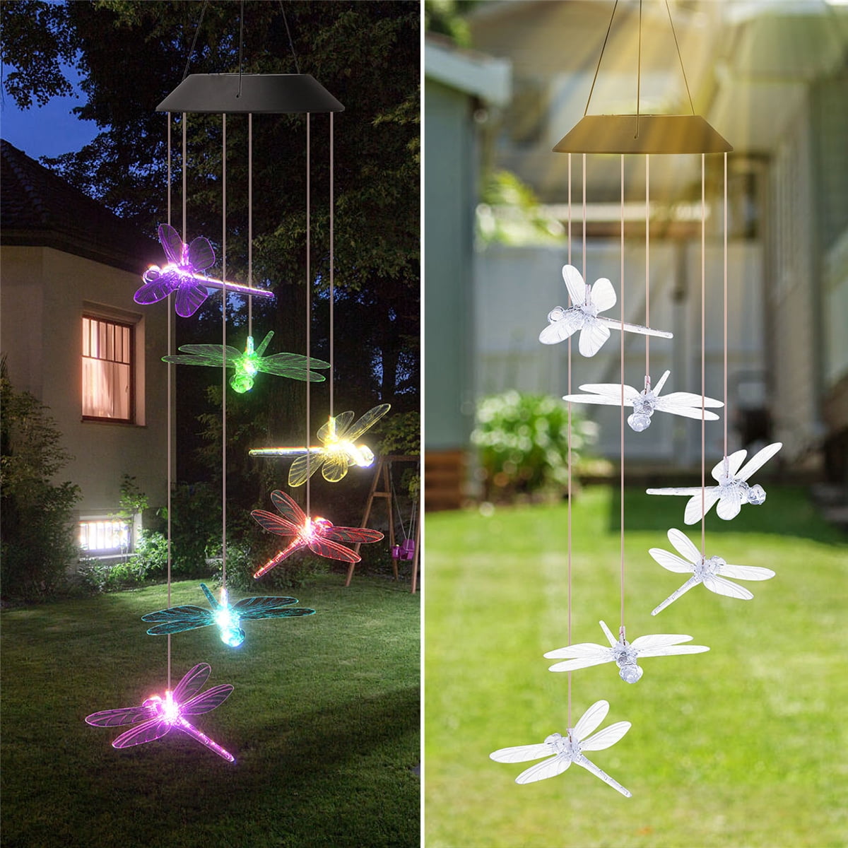 GOODWORLD Angel Wind Chimes, Solar Angel Wind Chimes, Angel Hummingbird ...