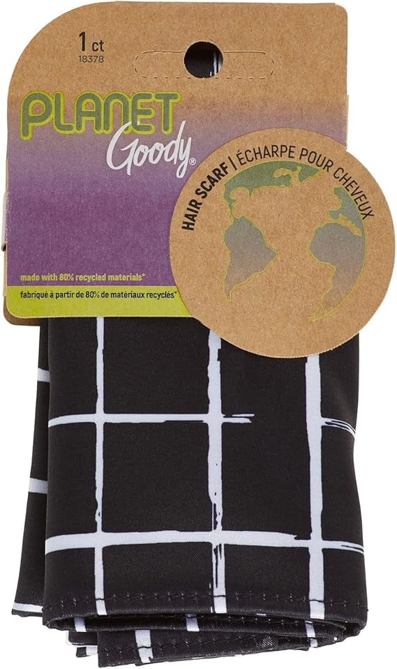 GOODY Planet Ouchless Recycled Satin Scarf 1ct Black and White ...