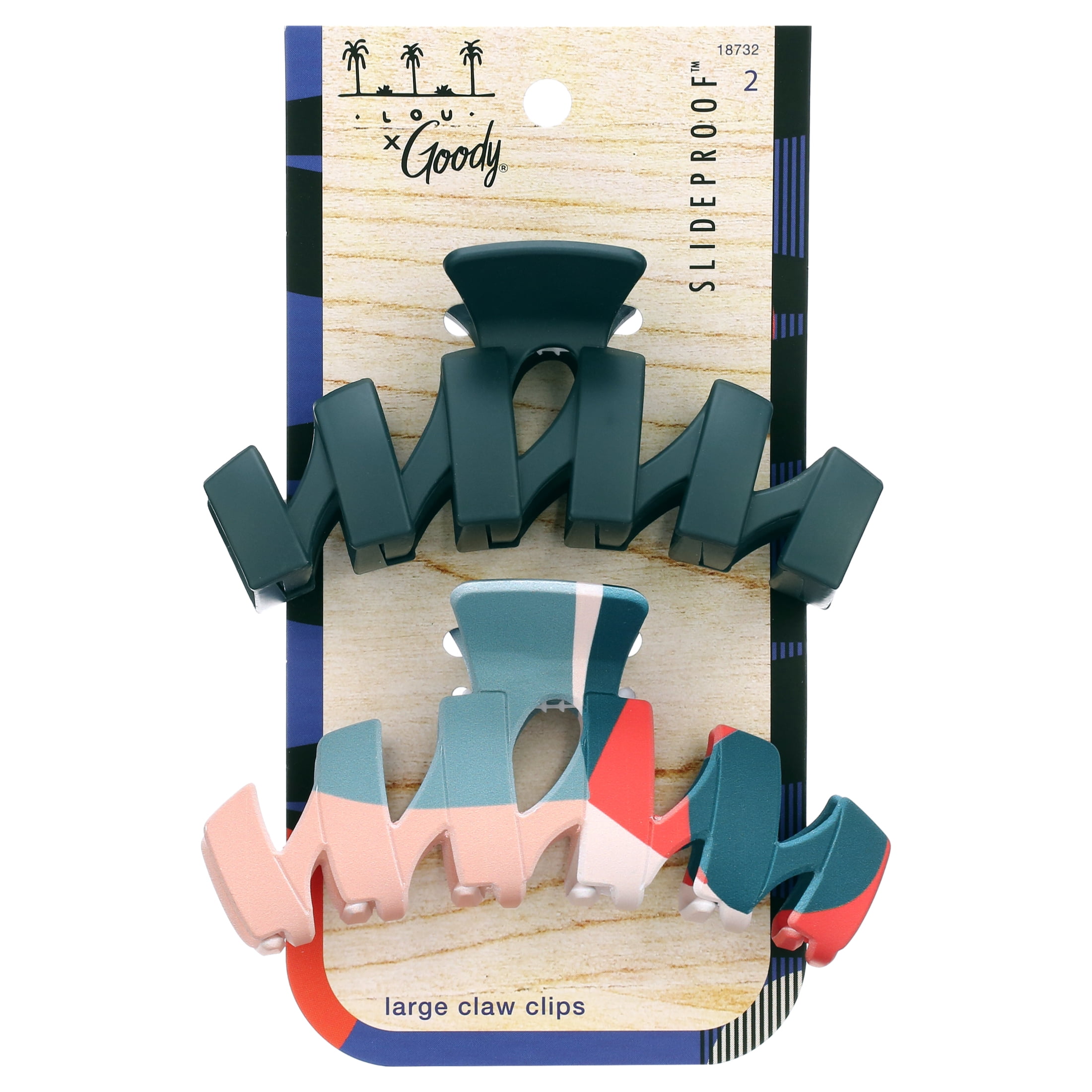GOODY TRU X HOLA LOU COLLAB LARGE SLIDEPROOF CLAW CLIP 2 CT - Walmart.com