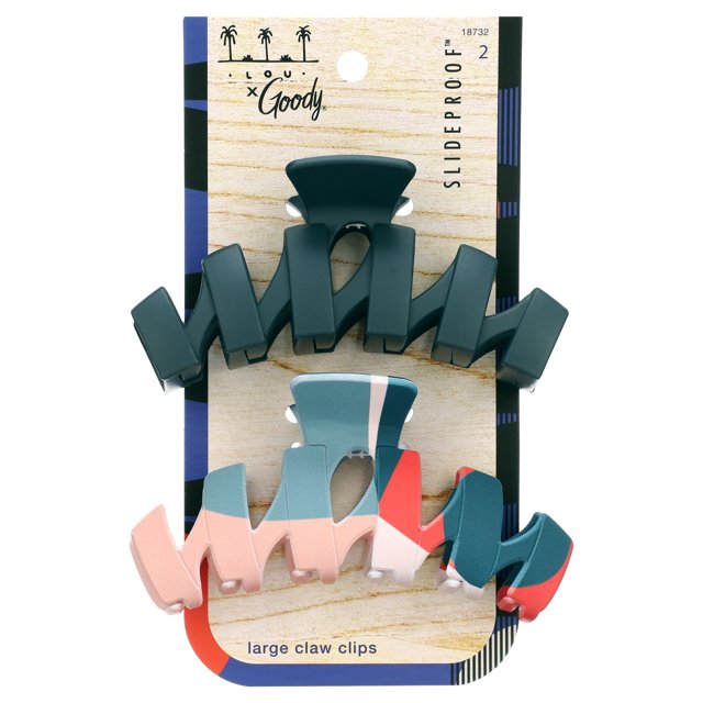 GOODY TRU X HOLA LOU COLLAB LARGE SLIDEPROOF CLAW CLIP 2 CT - Walmart.com