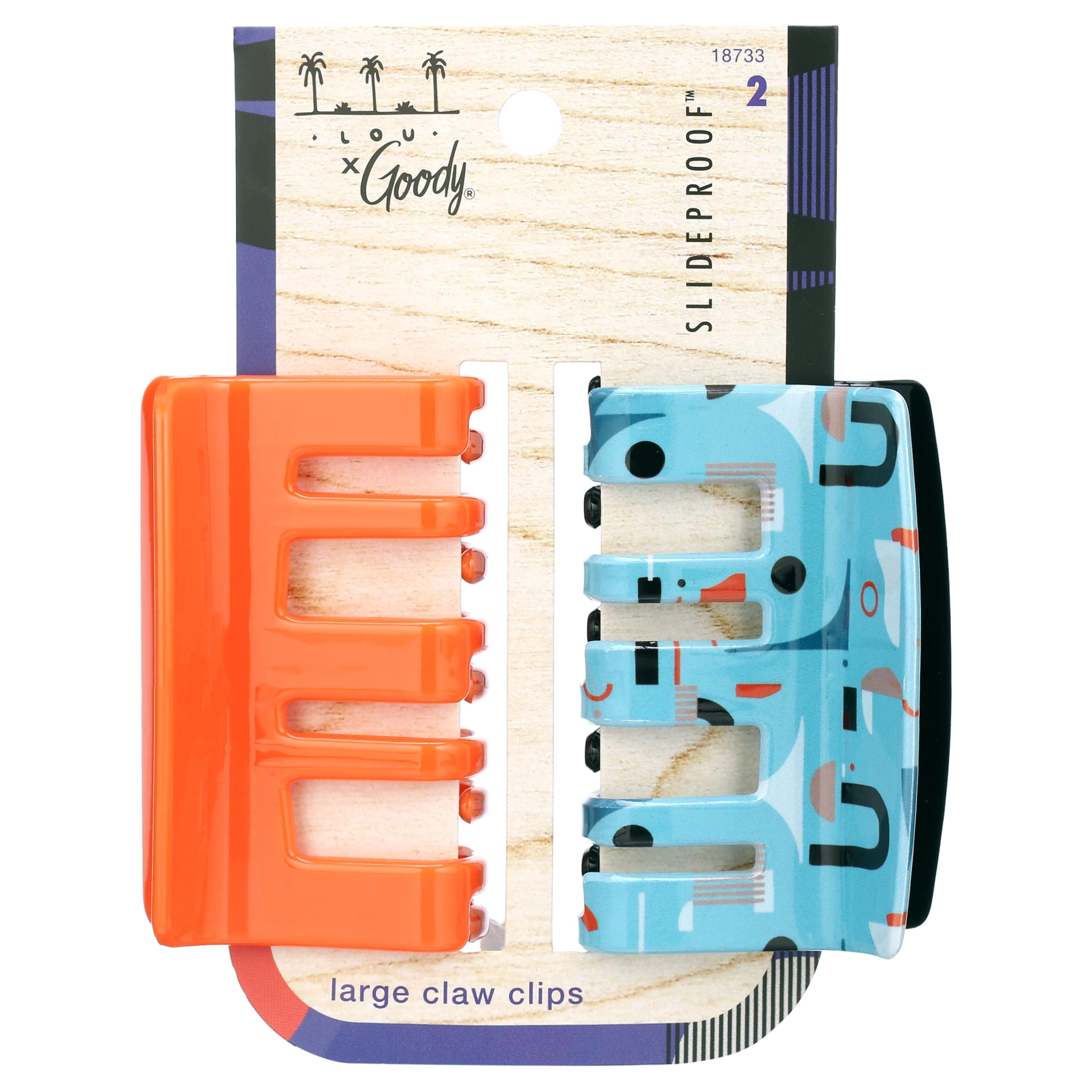GOODY TRU X HOLA LOU COLLAB LARGE SLIDEPROOF CLAW CLIP 2 CT - Walmart.com