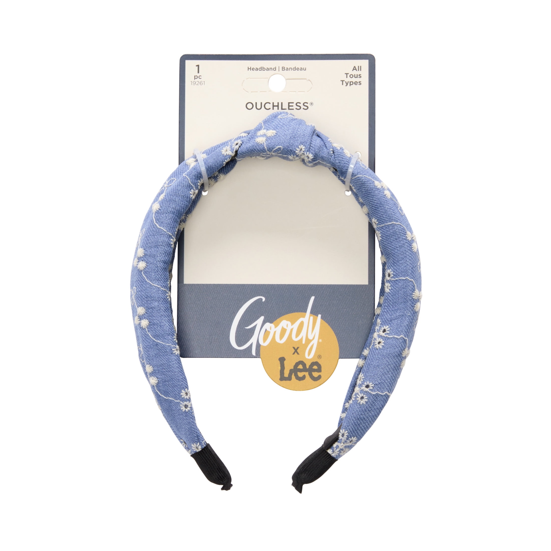 Goody x Lee Denim Knot Headband, All Day Comfort, All Hair Types, 1 ...
