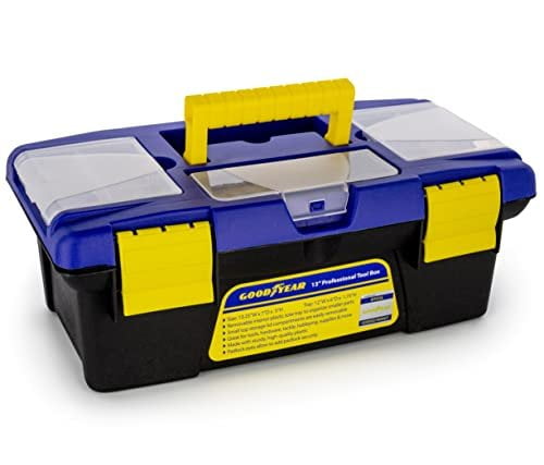 GOODYEAR - 13 Inch Small Tool Box with [Removable Side Comportment], Plastic Box with Handle ...