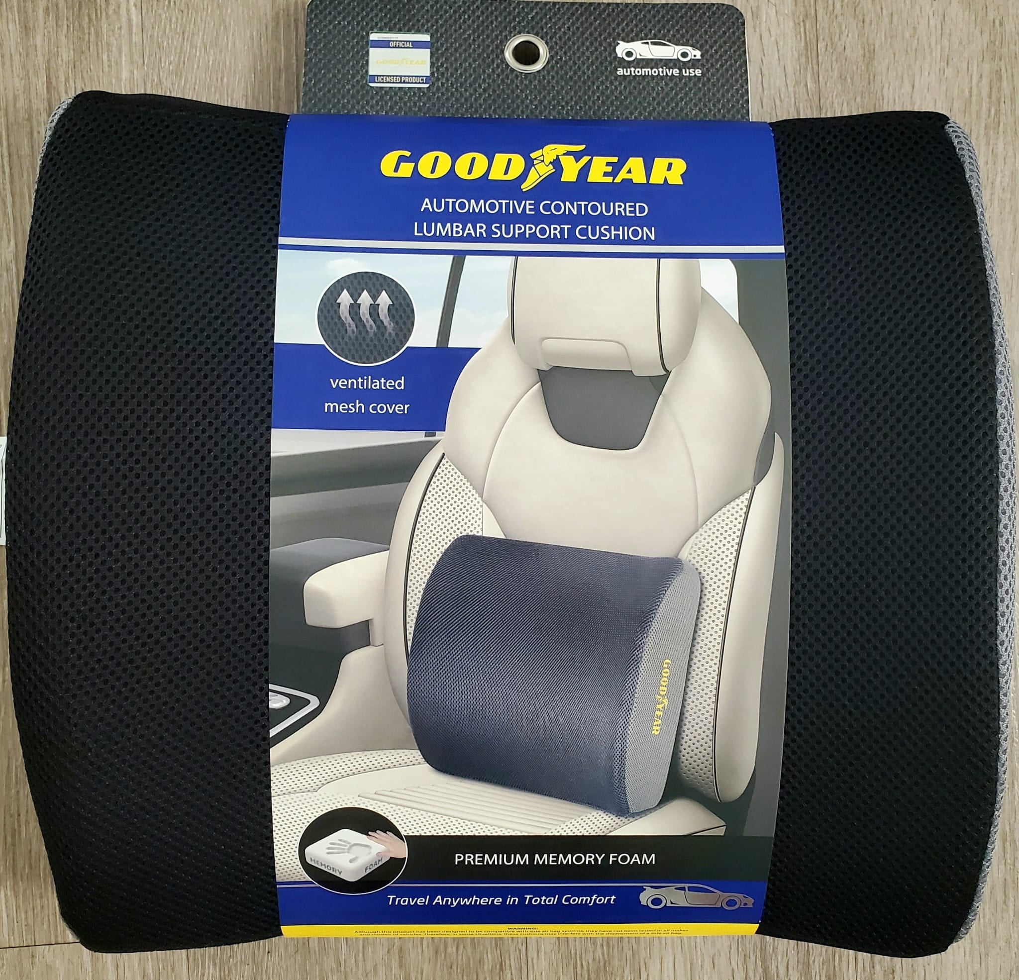 GOODYEAR Automotive Contoured Lumbar Support Cushion Black+Grey ...