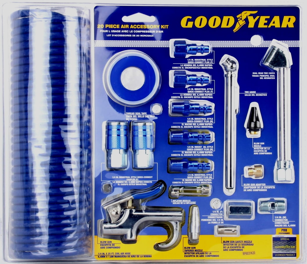 GOODYEAR Nylon Blue Anodized Air Tool Fittings 0.25 in x 25 in 20 ...