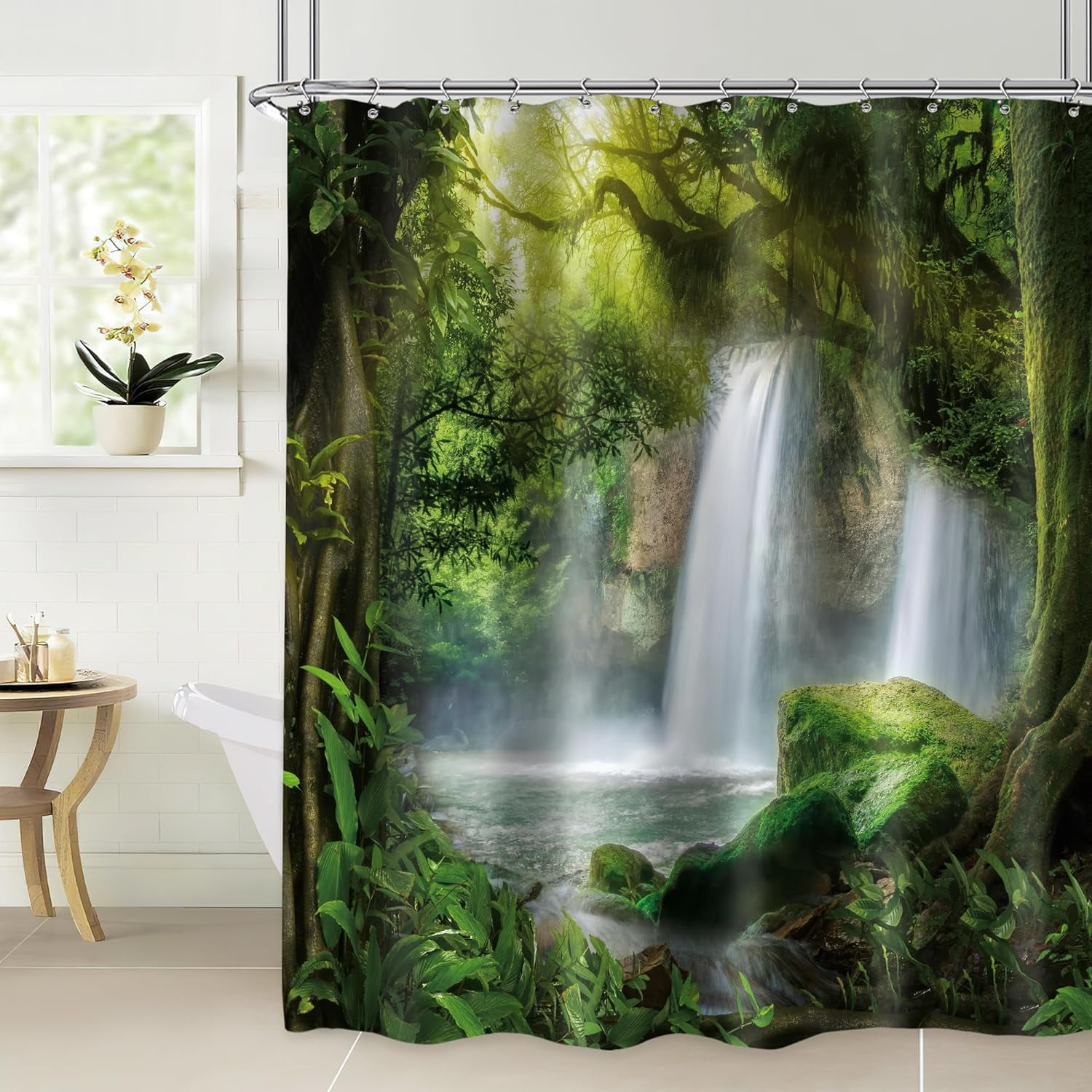 GOOESING Greenery Rainforest Shower Curtain 84Wx72H Inch Tropical ...