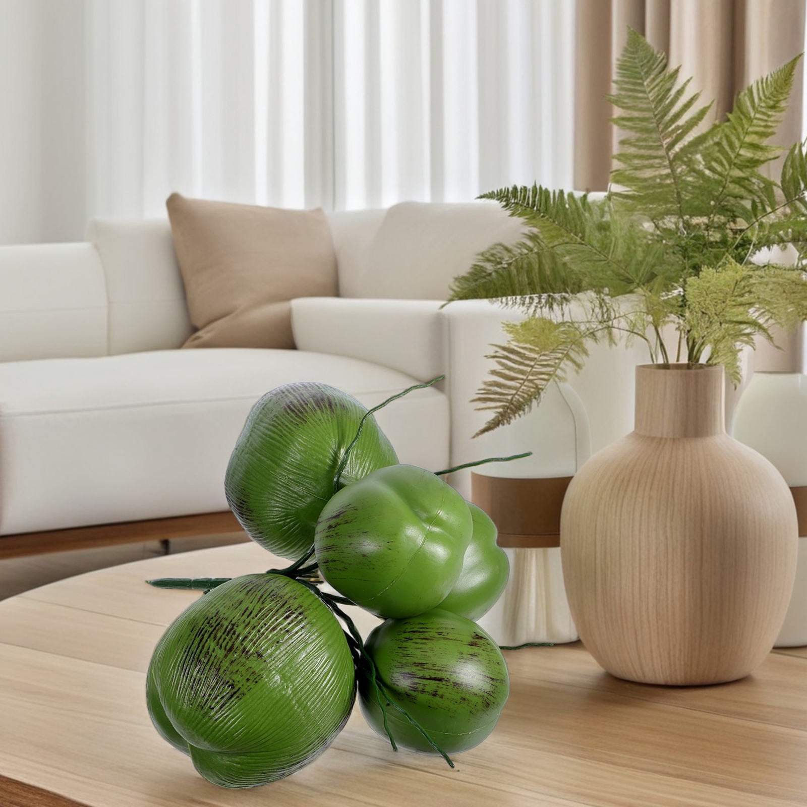 GOOHOCHY Tropical Party Decorations Artificial Coconut Bunch 15X13.8X12 ...