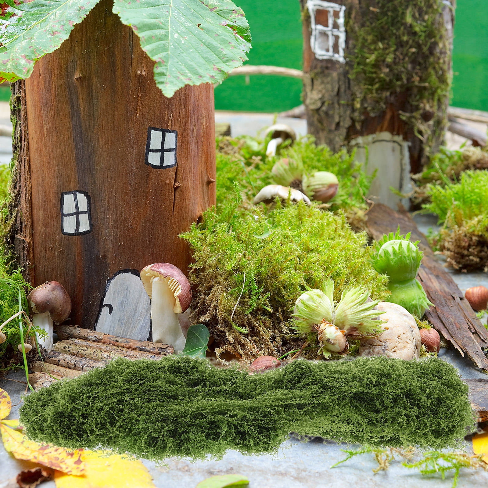 GOOHOCHY 1 Pack Faux Moss for Potted Plants Artificial Moss Fake Green Grass Fairy Garden Lawn ...