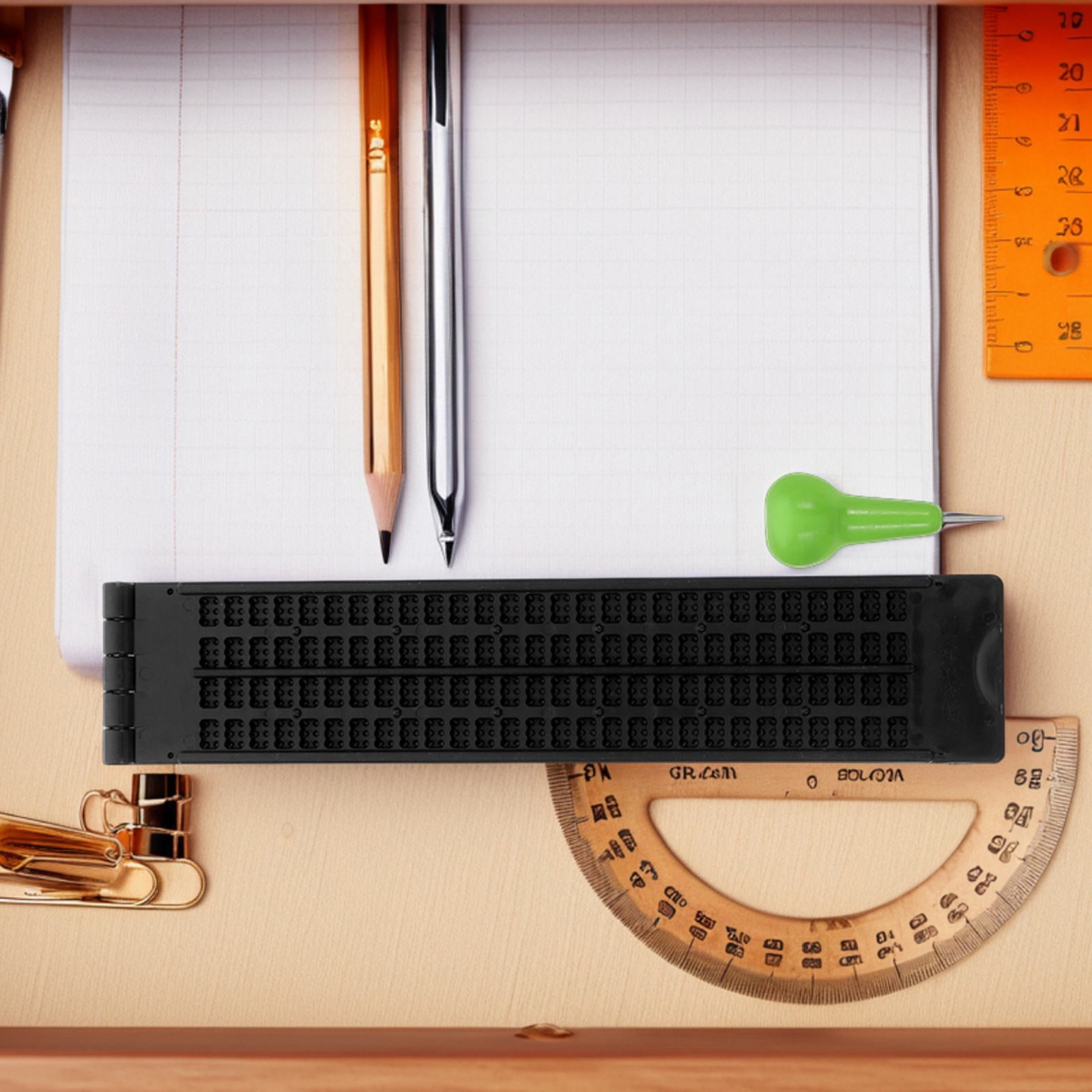 GOOHOCHY 1 Set Braille and Stylus Kits 4-Line 28-Cell Braille ...