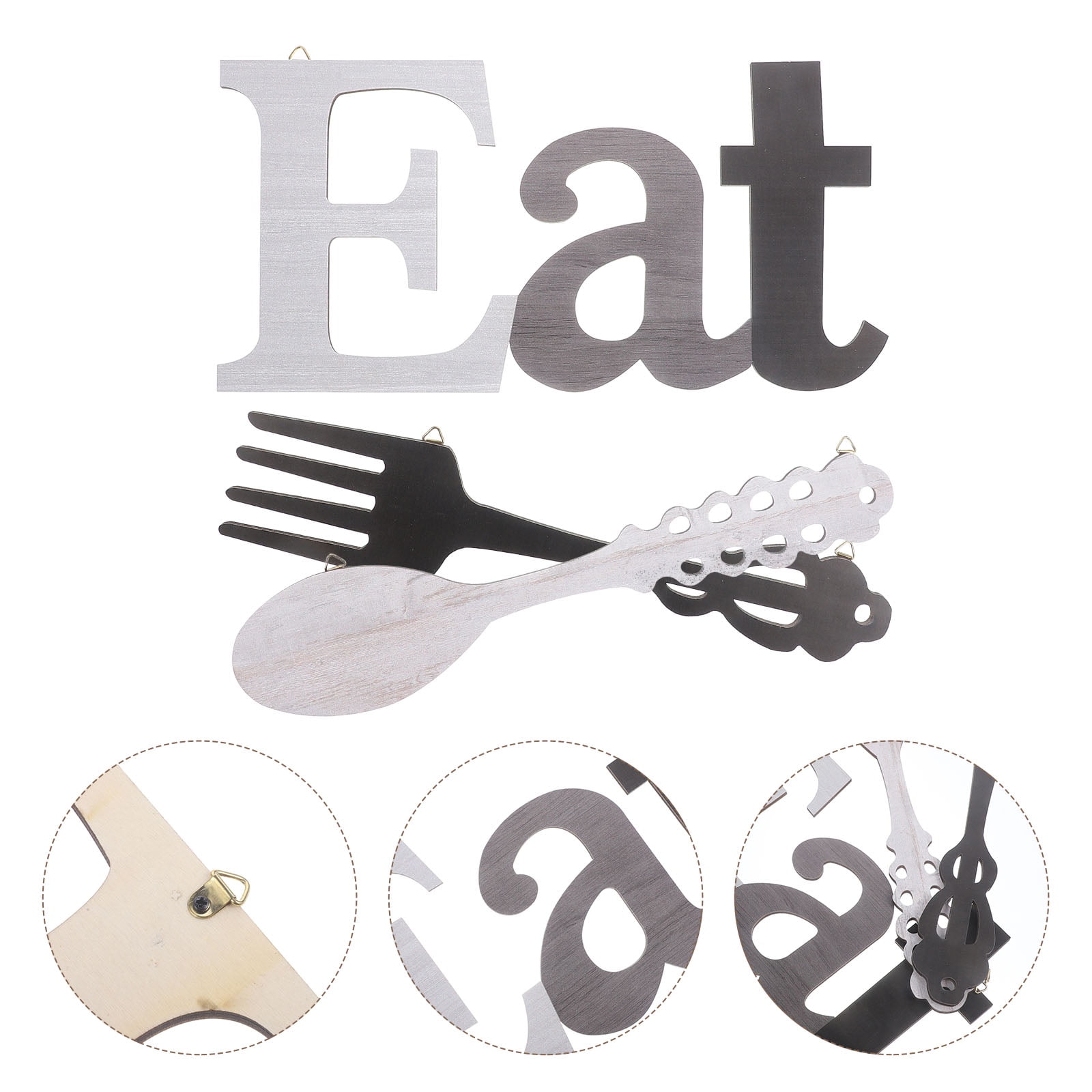 GOOHOCHY 1 Set EAT Sign Fork and Spoon Wall Decor Rustic Wood Eat Theme ...