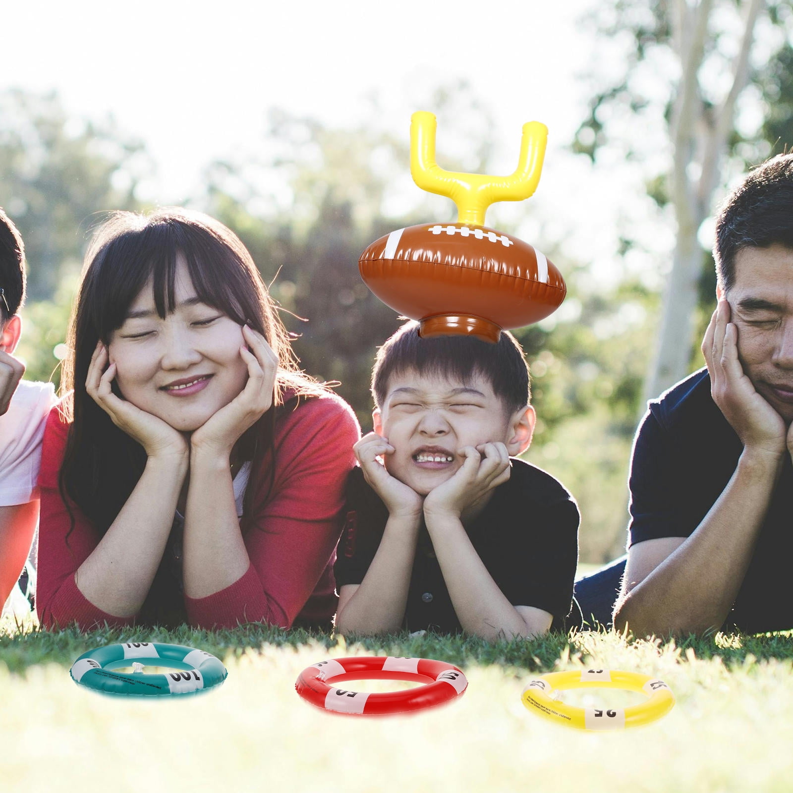 GOOHOCHY 1 Set Inflatable Football Ring Toss Game Set Football Goal ...