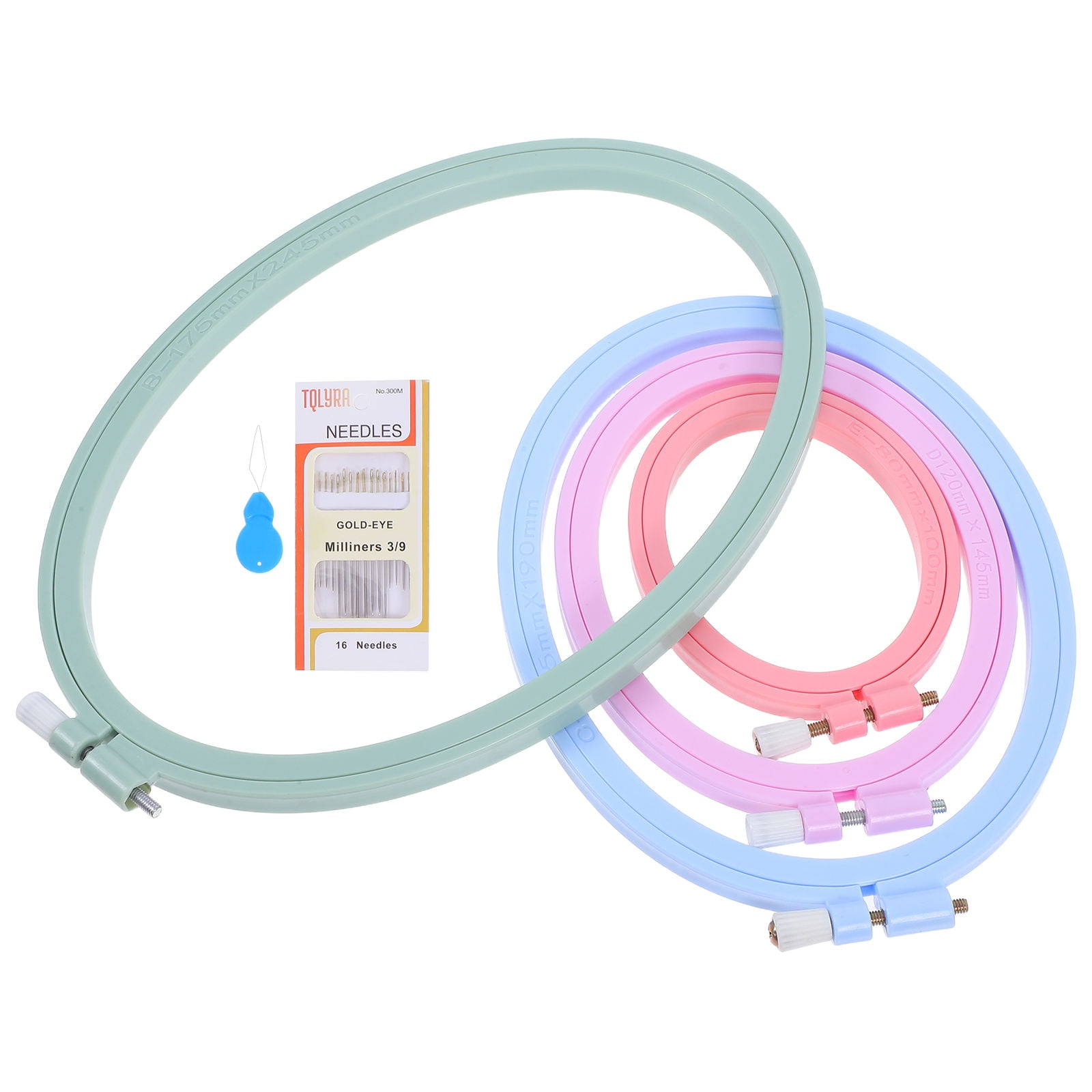 GOOHOCHY 1 Set Plastic Oval Embroidery Hoops With Needles And Threader ...