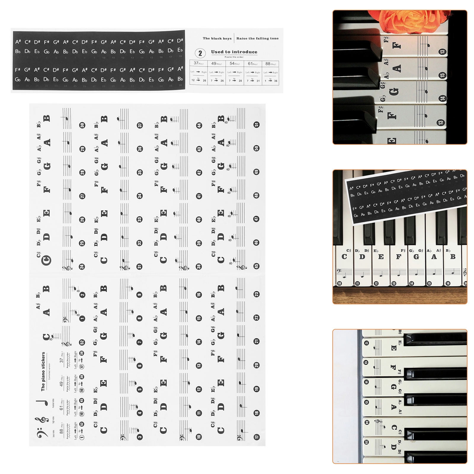 GOOHOCHY 1 Set of Piano Keyboard Stickers Adhesive Keyboard Stickers ...