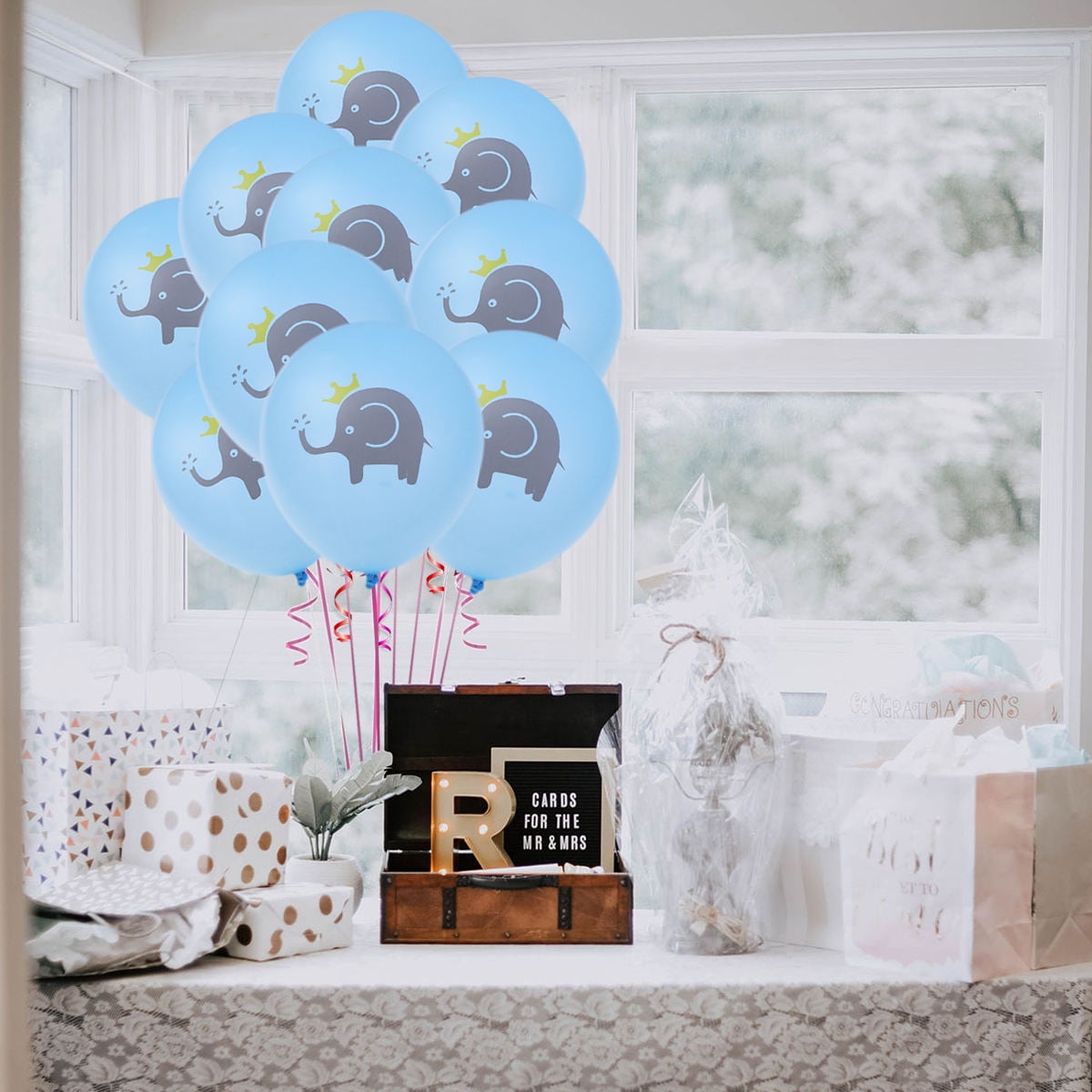 GOOHOCHY 10 PCS Elephant Party Decorations Supplies Cartoon Balloons ...