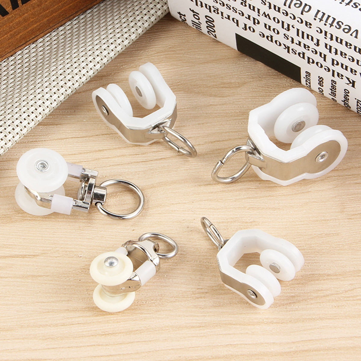 GOOHOCHY 10 PCS Large Square Rod Rollers Alloy Curtain Rail Track ...