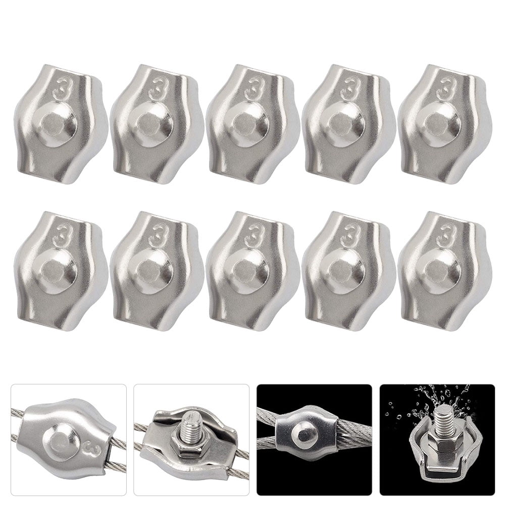 GOOHOCHY 10 Pcs Cable Clamp Stainless Steel Chuck Wire Rope Clamp 1.7X1 ...