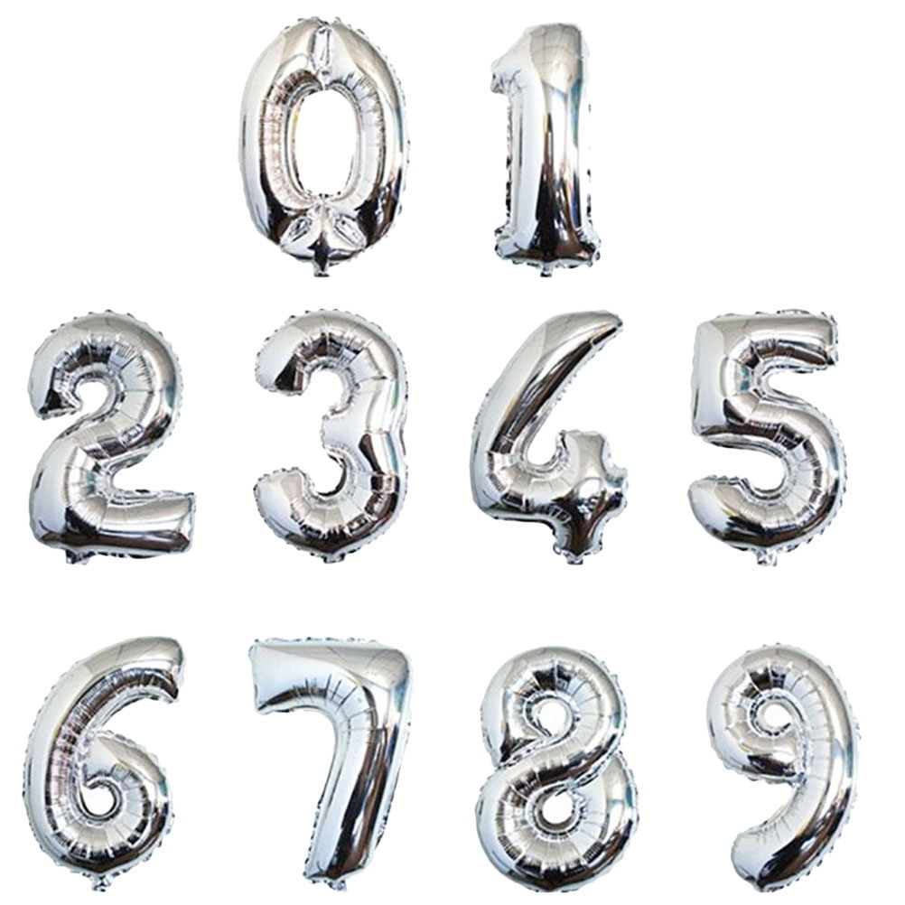 GOOHOCHY 10 Pcs Number Balloon Decorations Birthday Balloons Silver ...