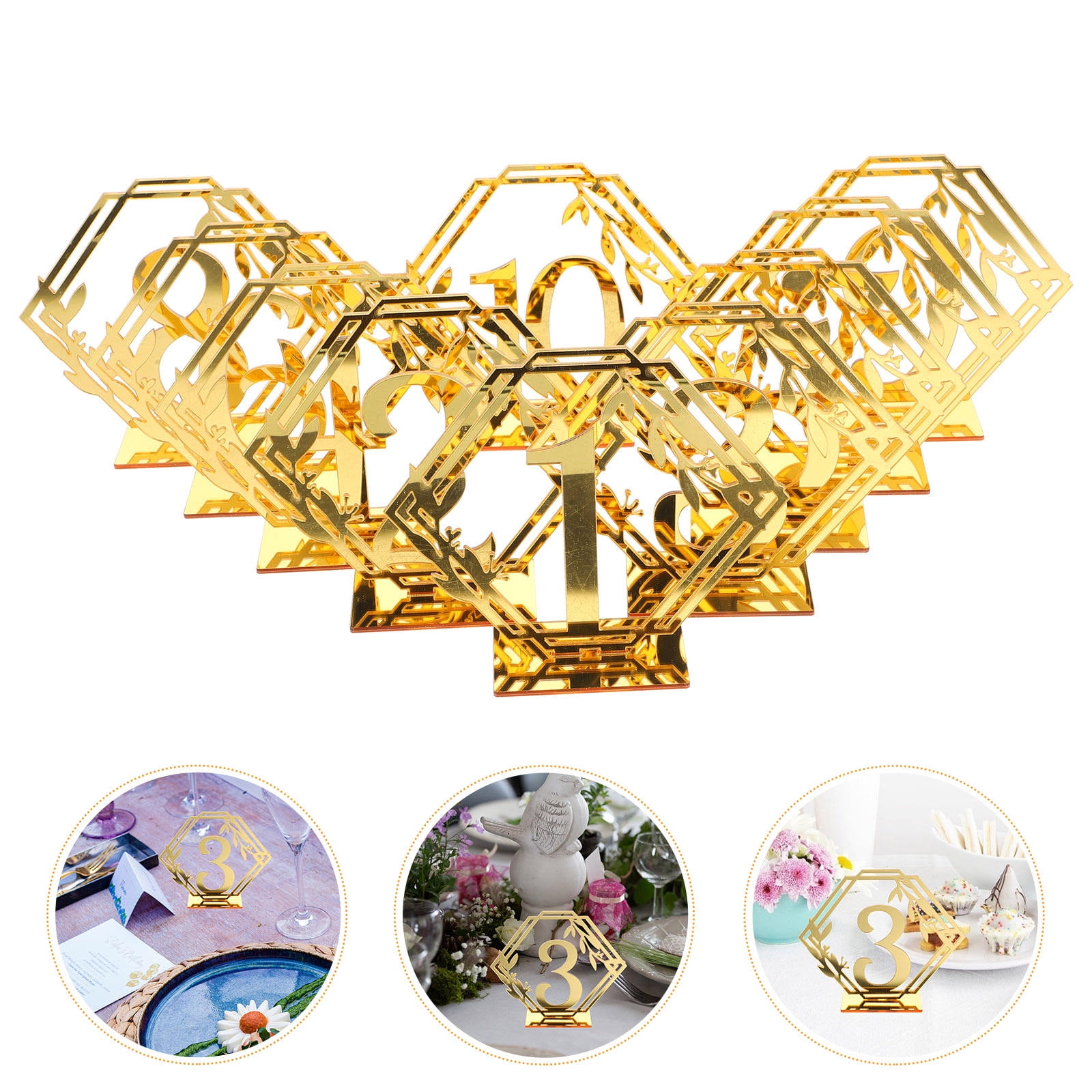 GOOHOCHY 10 Pcs Place Table Number Plate Seating Signs Bar Numbers ...