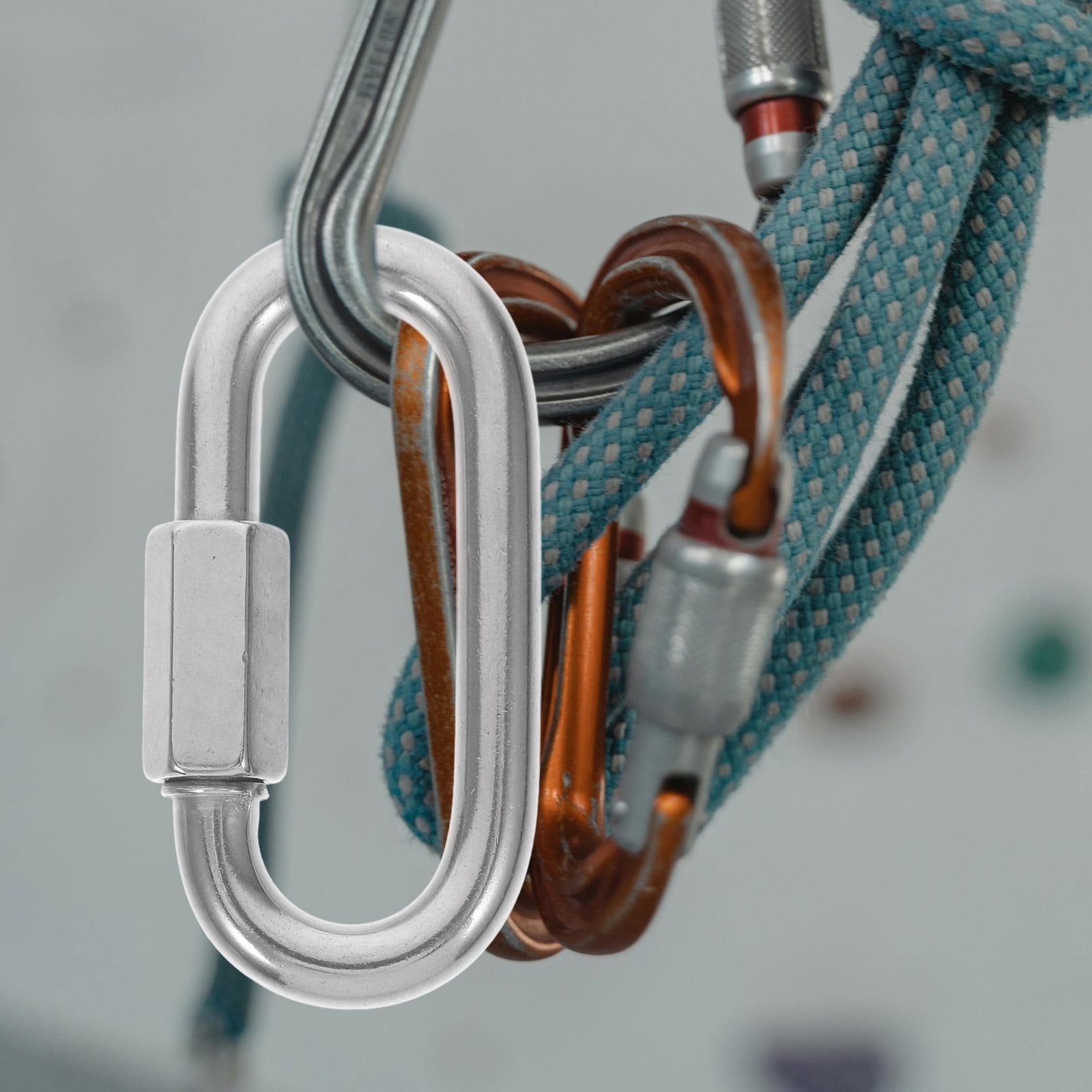 GOOHOCHY 10 Pcs Stainless Steel D Shape Locking Carabiner Heavy Duty ...