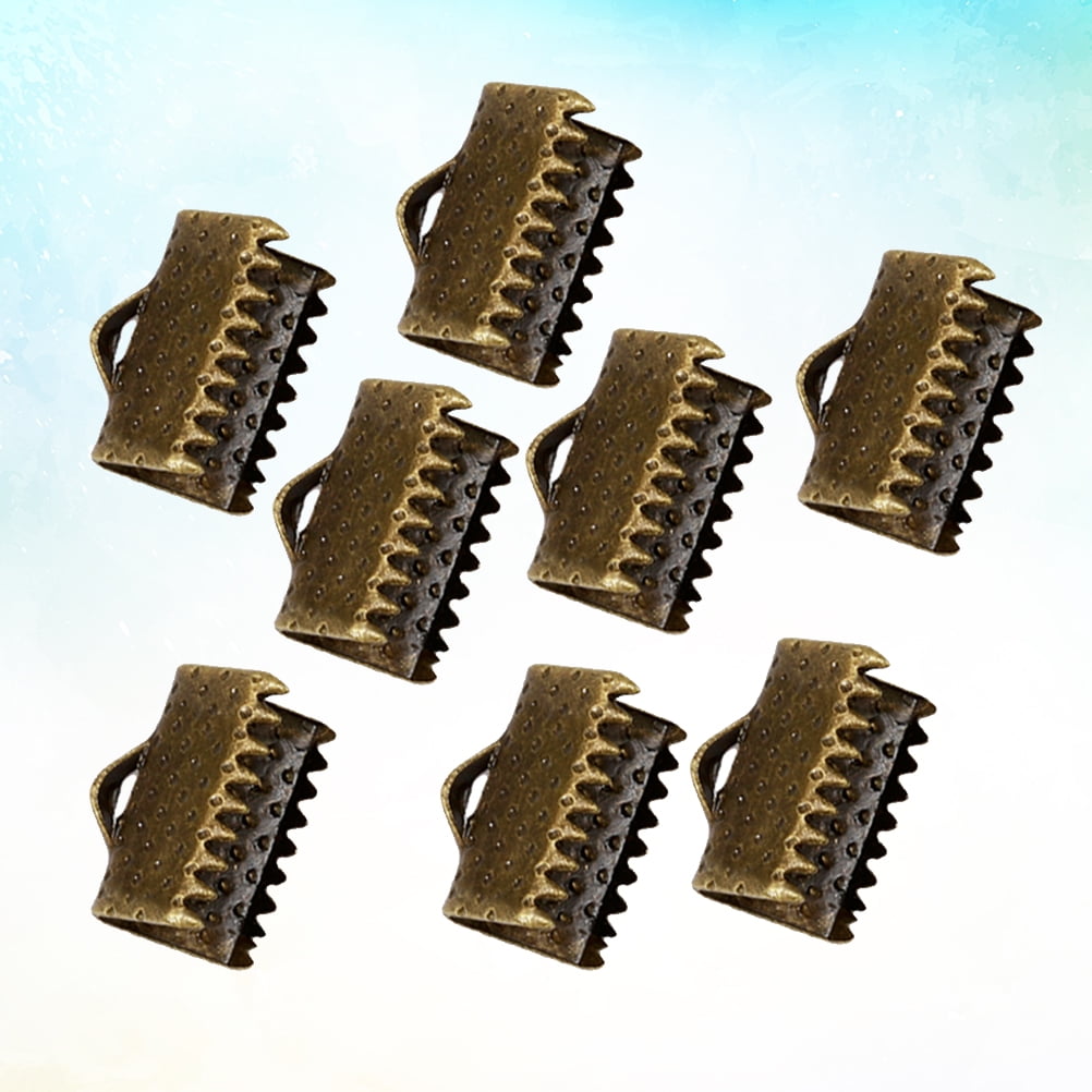 GOOHOCHY Ribbon Crimp Clamp Ends Coffee 100Pcs 0.5In - Walmart.com