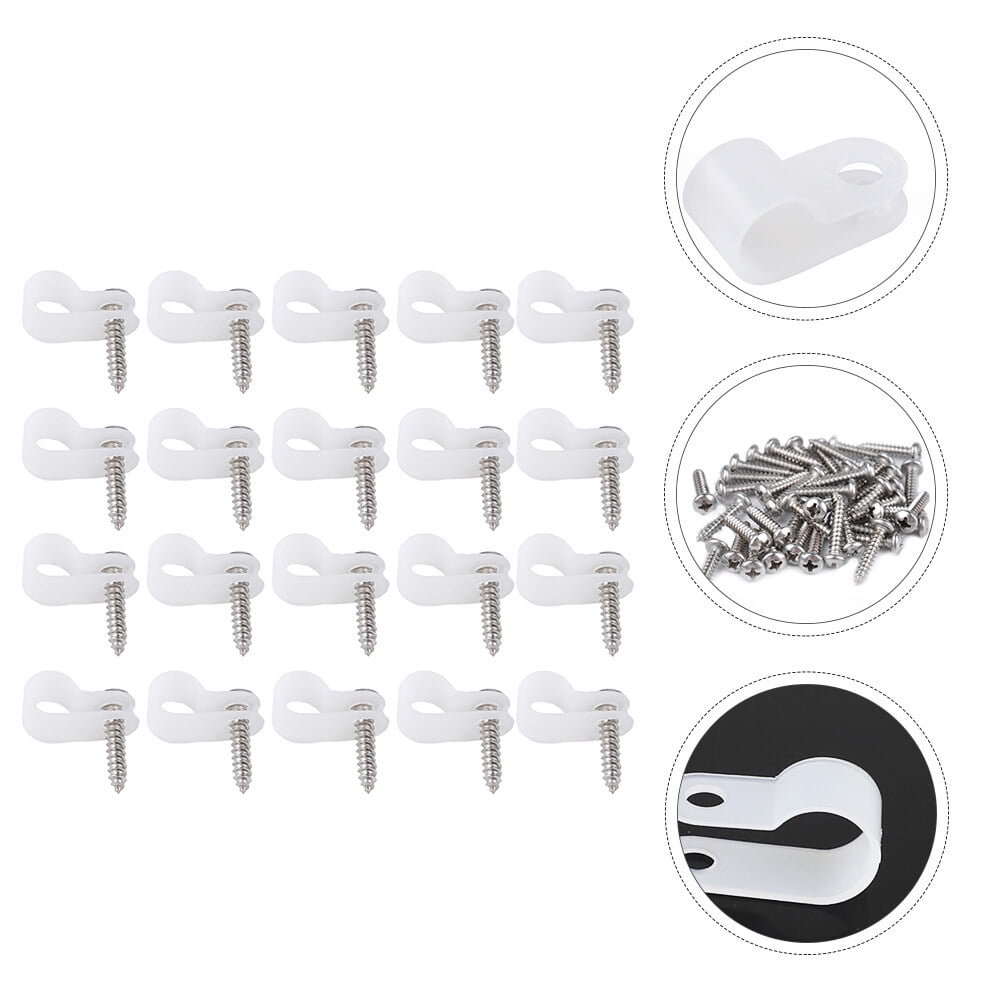 GOOHOCHY 100 Pcs R-type Whole Wire Clip R-shaped Mounting Clips White ...