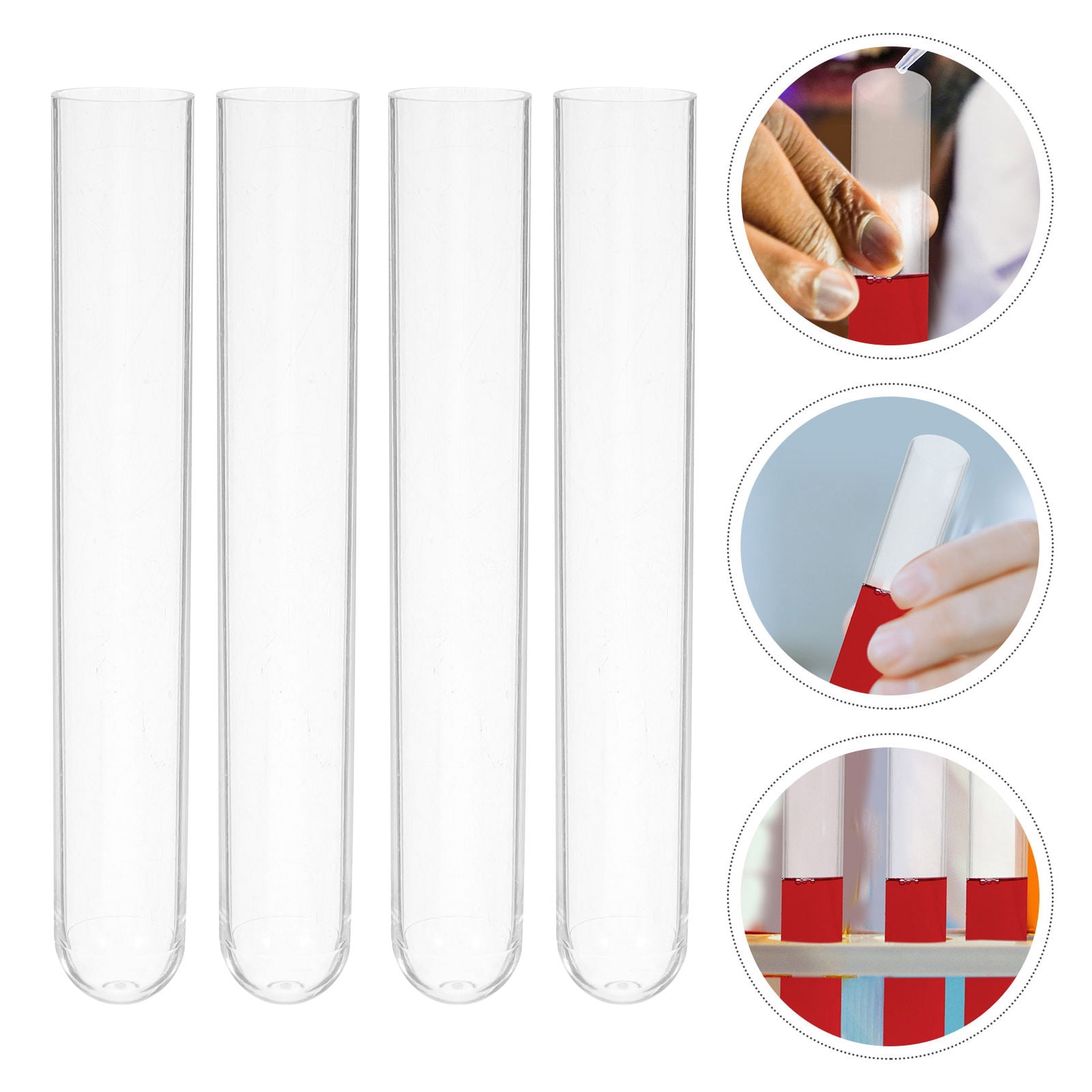 GOOHOCHY 100Pcs Transparent Test Tubes with Caps for Laboratory Use and ...