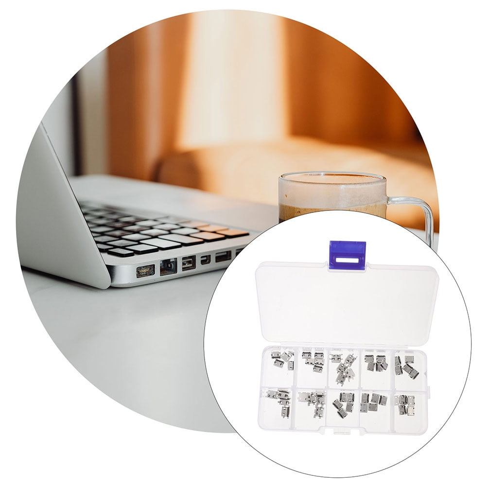 GOOHOCHY 100pcs Micro Usb Female Sockets 5-Pin Usb Socket Connectors ...