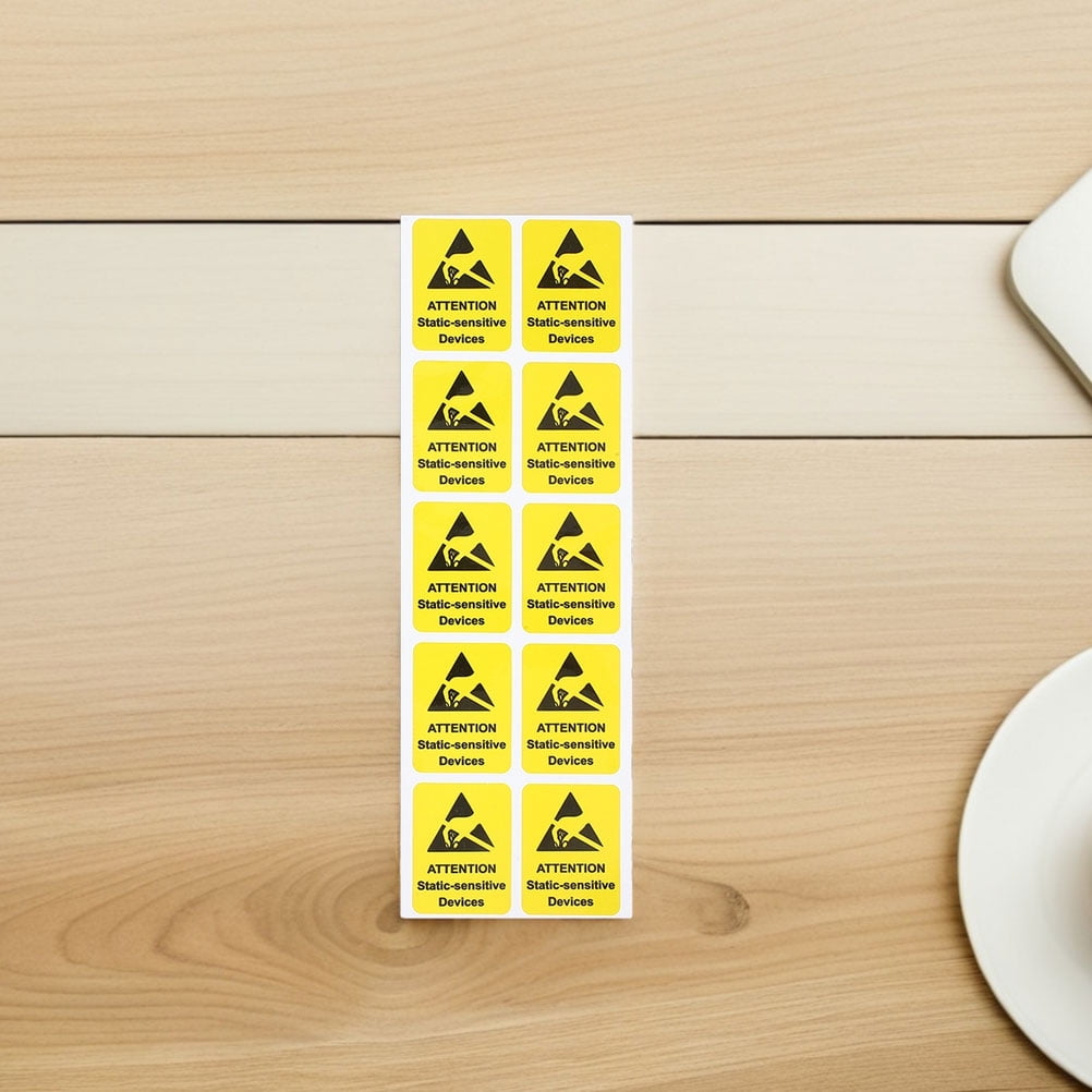 GOOHOCHY 100pcs Safety Warning Stickers Anti-Static Adhesive Label ...