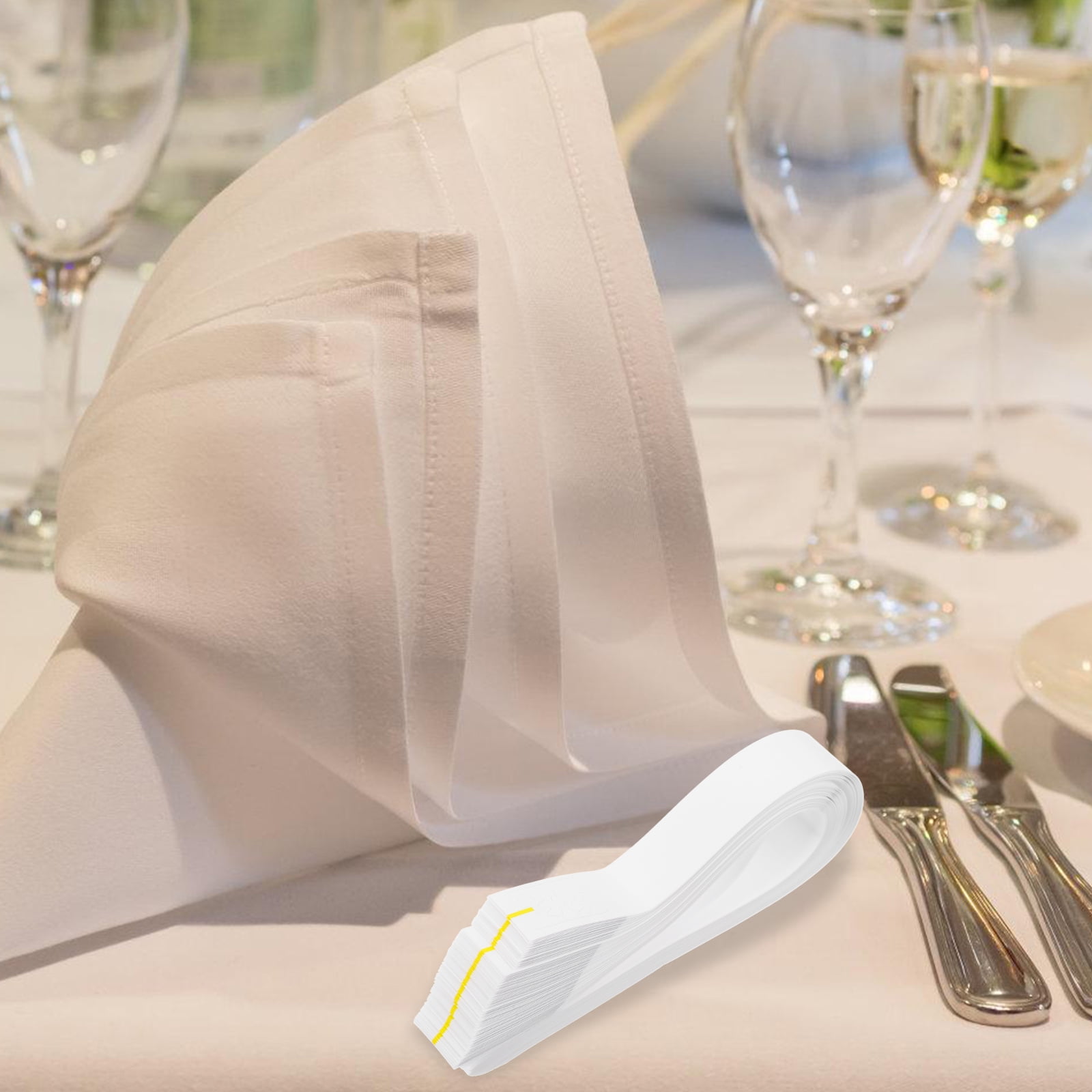 GOOHOCHY 100pcs White Paper Napkin Bands Self Adhesive Silverware Wraps ...