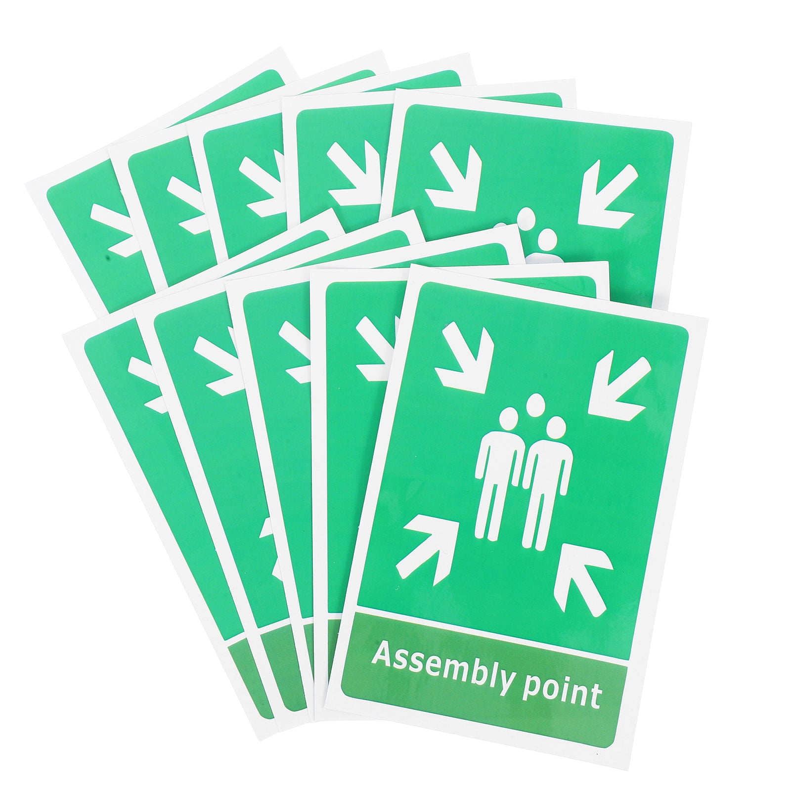 GOOHOCHY 10PCS Emergency Exit Sign Stickers Fire Assembly Point Signage ...