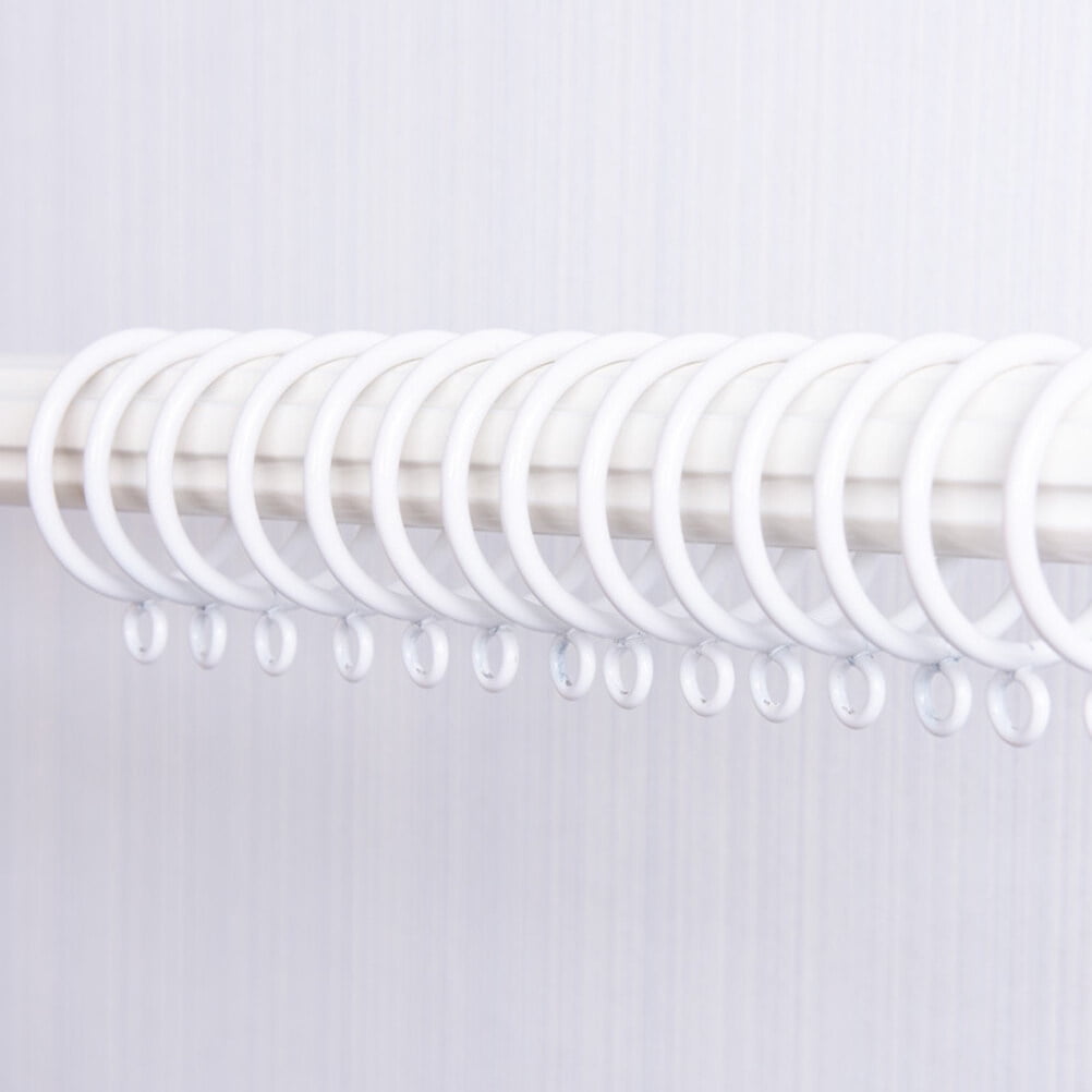 GOOHOCHY 10Pcs 4.5cm White Curtain Rod Rings with 10pcs Metal Curtain ...