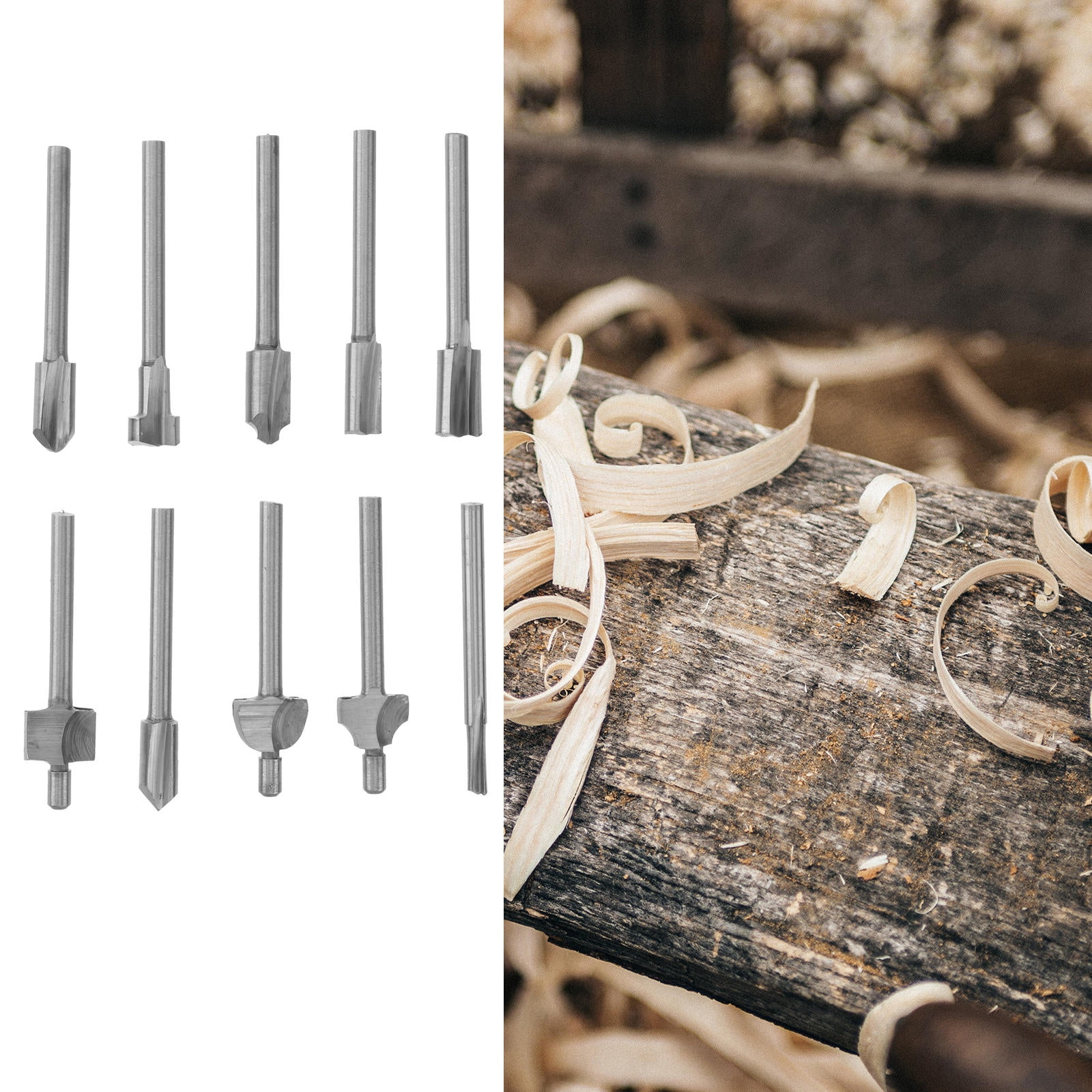 GOOHOCHY 10Pcs Silver Titanium Nitride Coated Router Bits For Cnc ...