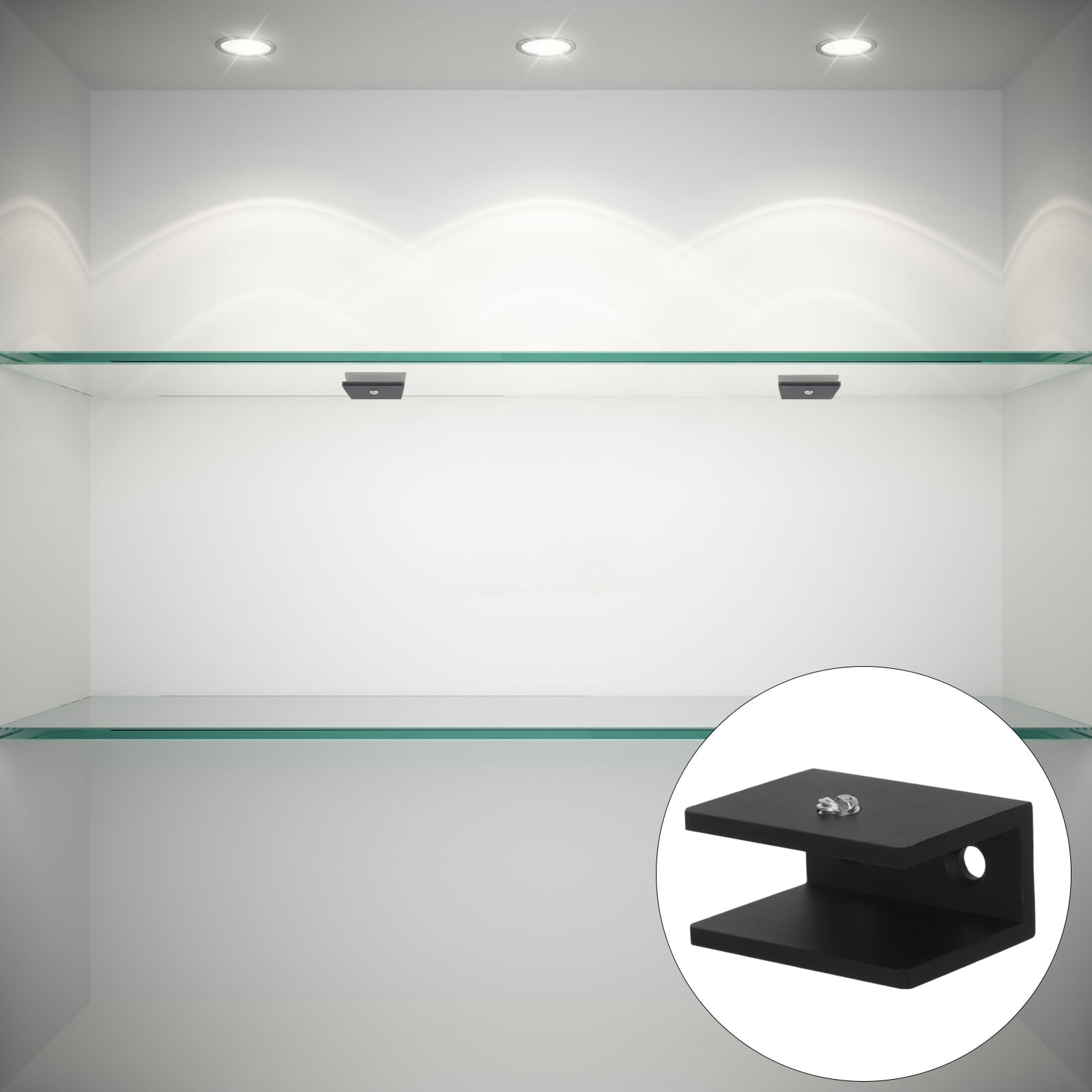 GOOHOCHY 10pcs Glass Shelf Bracket Shower Brackets Rectangle Clamp ...