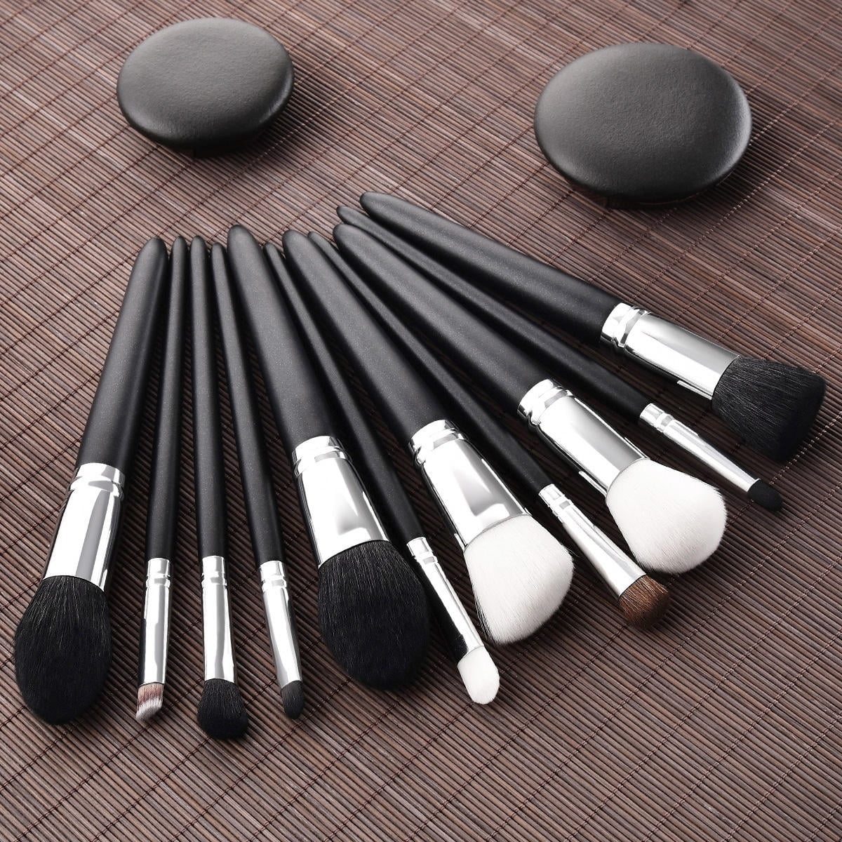 GOOHOCHY 11 Pcs Professional Goat Hair Makeup Set Wooden Handle Makeup ...