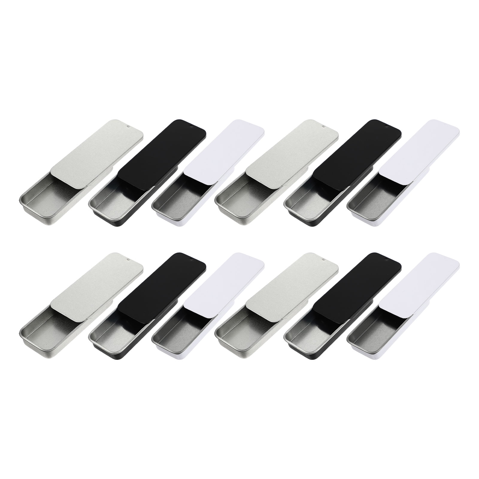GOOHOCHY 12 Pcs Frosted Tinplate Box Storage Containers Sliding Boxes ...
