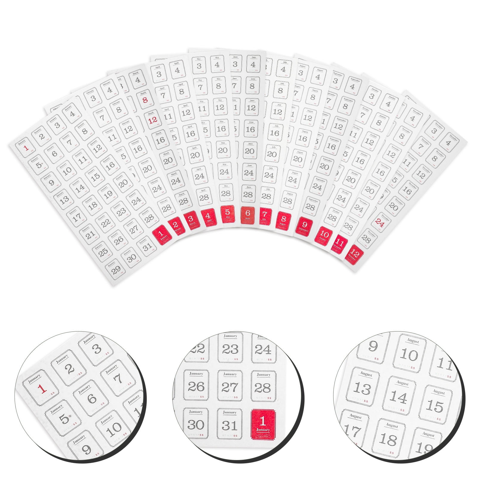 GOOHOCHY 12 Sheets Calendar Year Plan Stickers Office 19.50X8.50X0.10CM ...
